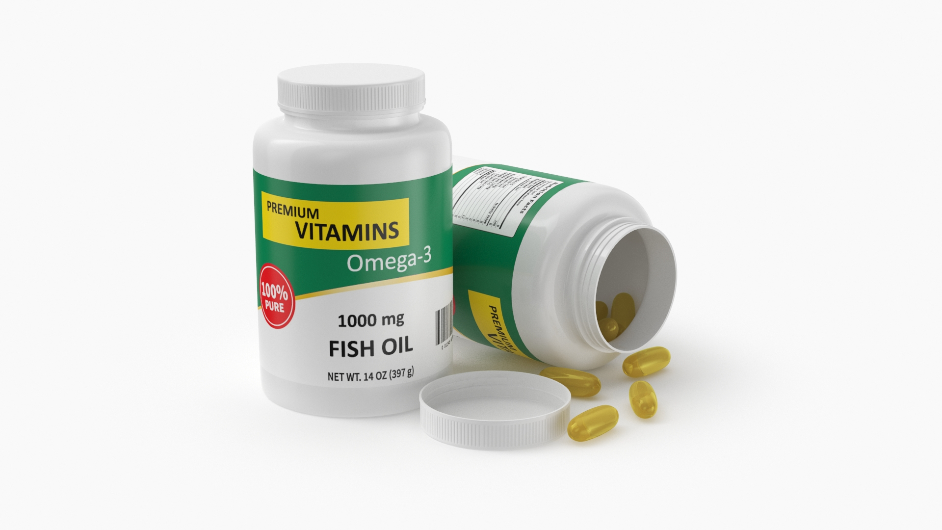 Omega 3 Pills Bottle Set 3D Model - TurboSquid 2167118