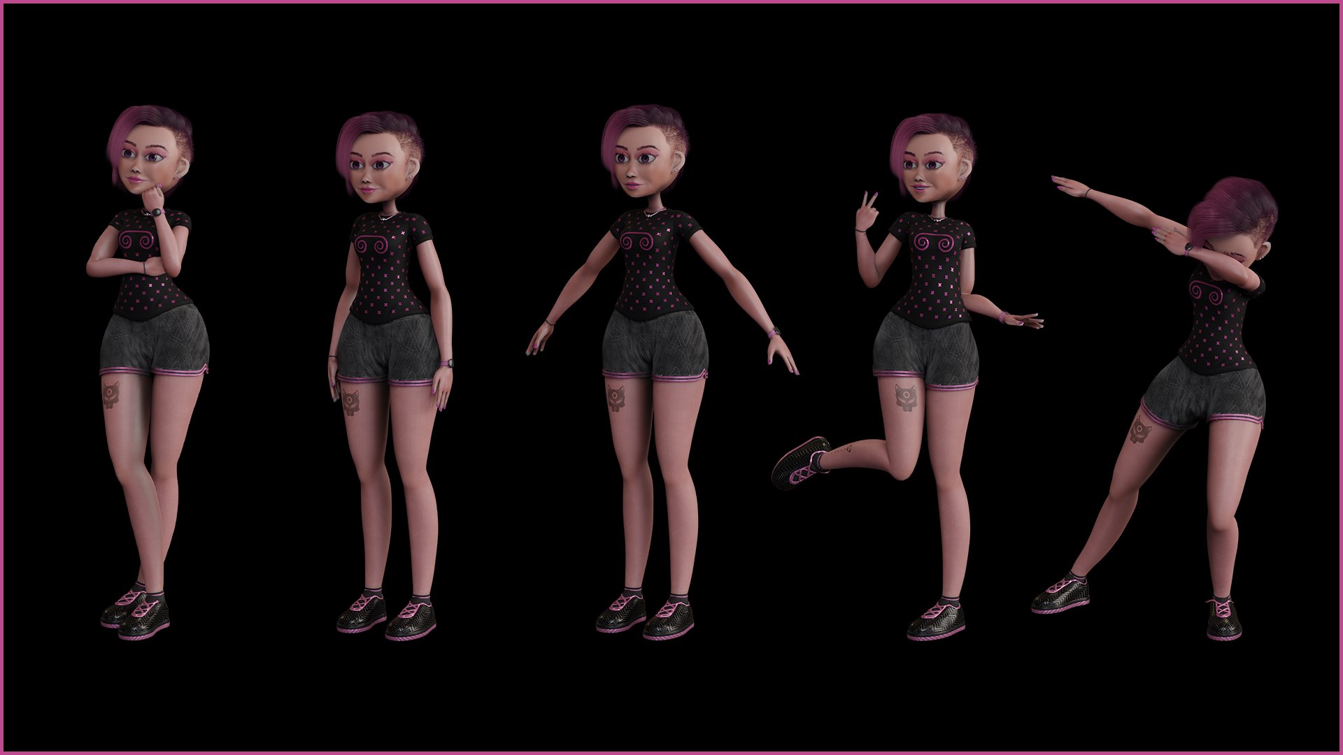Pinky Bixi Animated Character 3D - TurboSquid 2034174