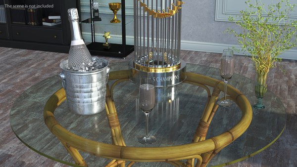 ガラスと竹のテーブルに置かれた野球ワールドシリーズのトロフィー3Dモデル - TurboSquid 2371757