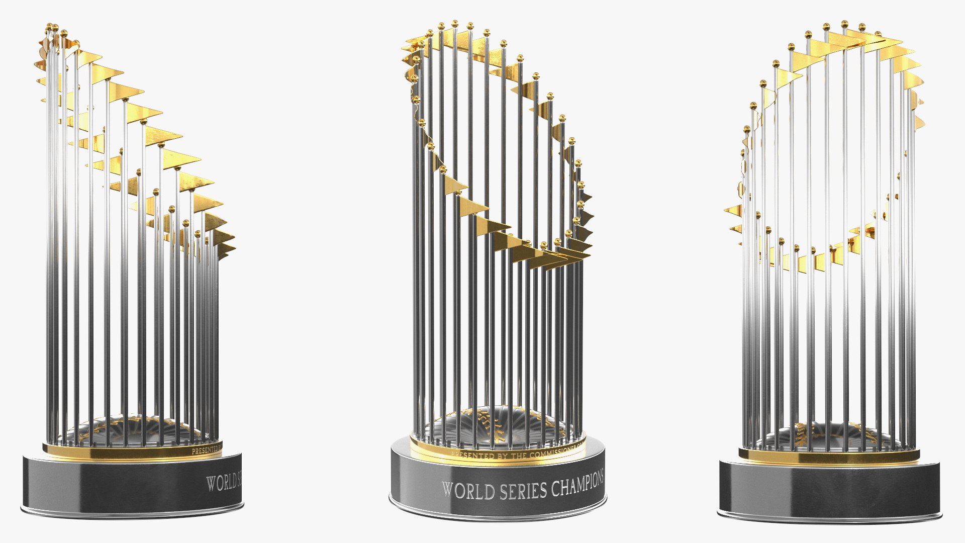Baseball World Series Trophy On Glass And Bamboo Table 3D Model ...