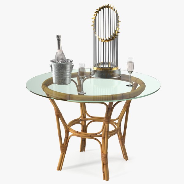 ガラスと竹のテーブルに置かれた野球ワールドシリーズのトロフィー3Dモデル - TurboSquid 2371757