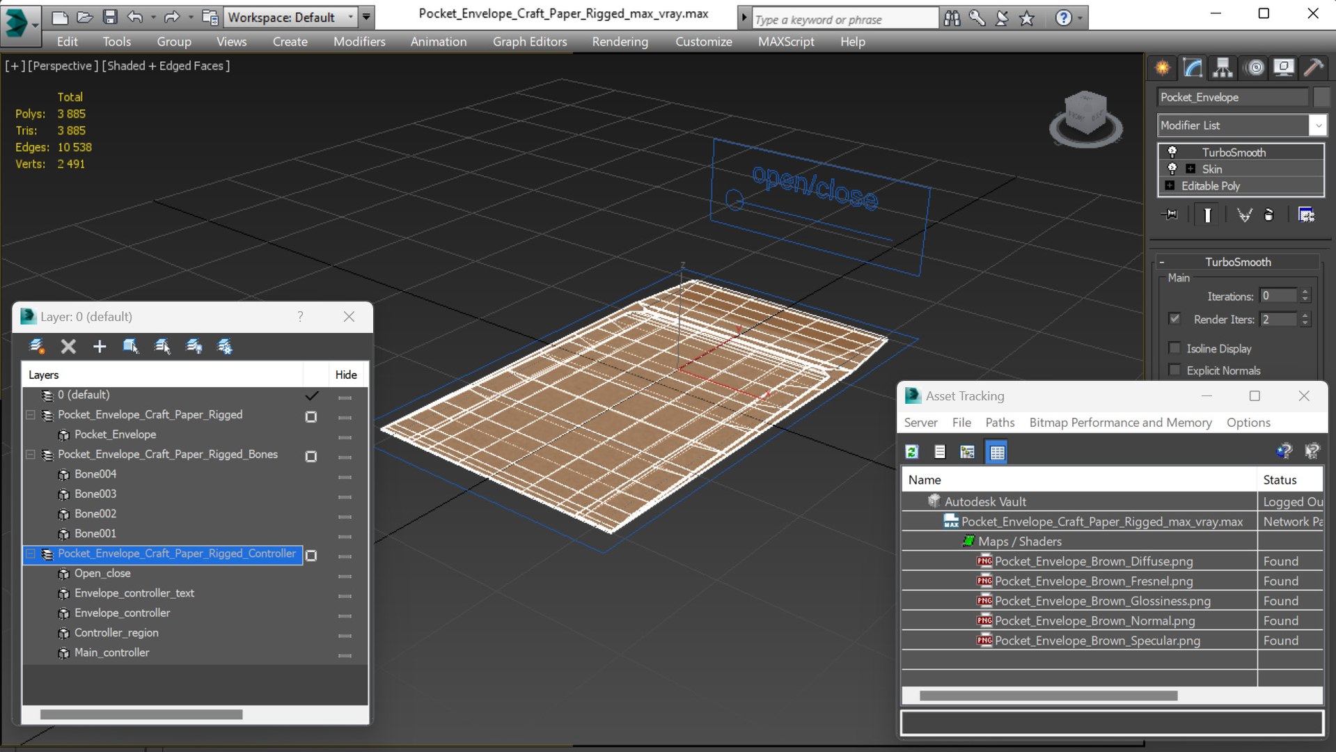 Pocket Envelope Craft Paper Rigged Model - TurboSquid 2211870