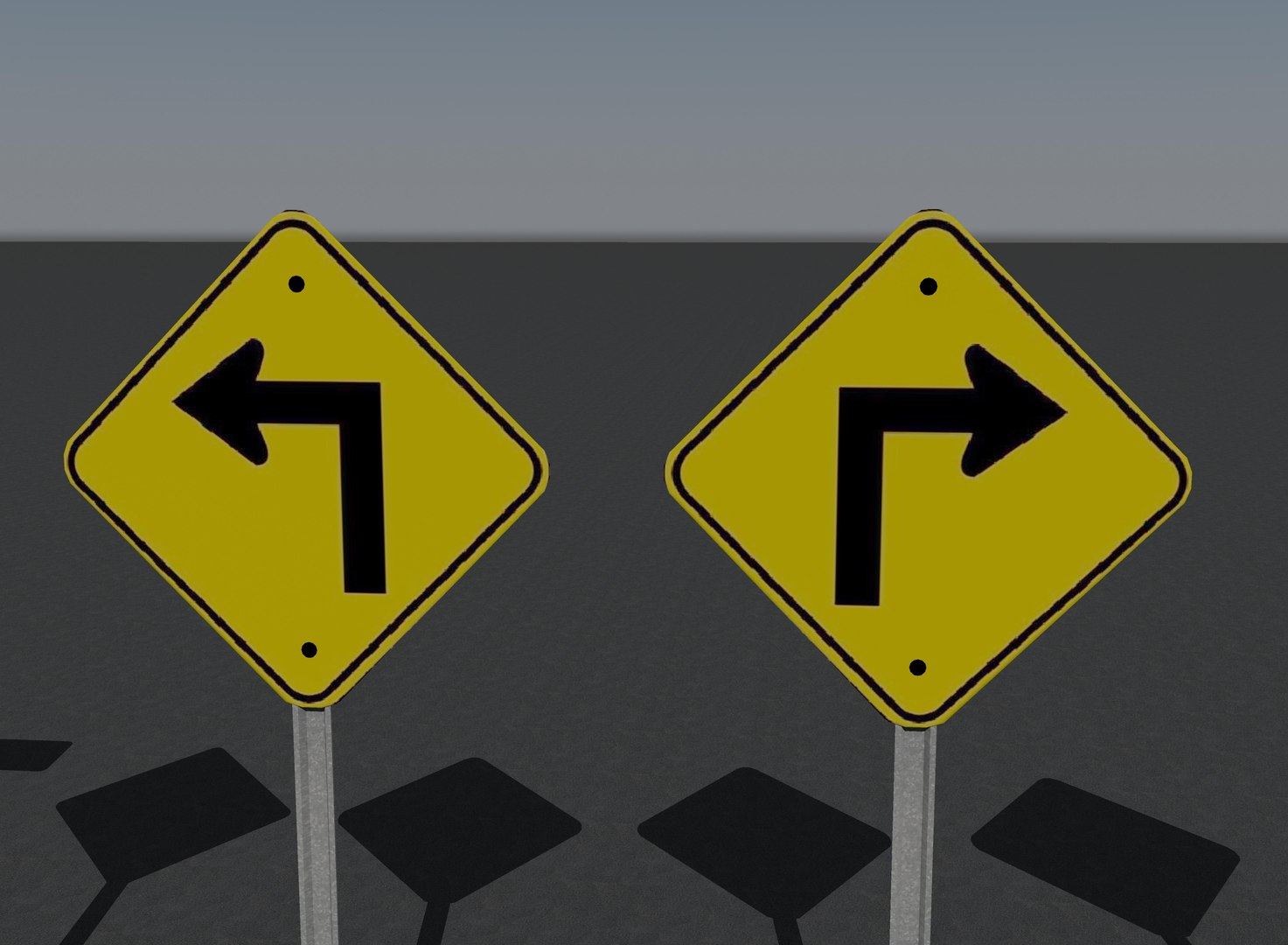 3d Model Road Signs Traffic Lights