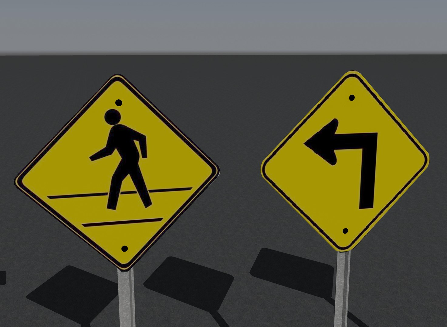 3d Model Road Signs Traffic Lights