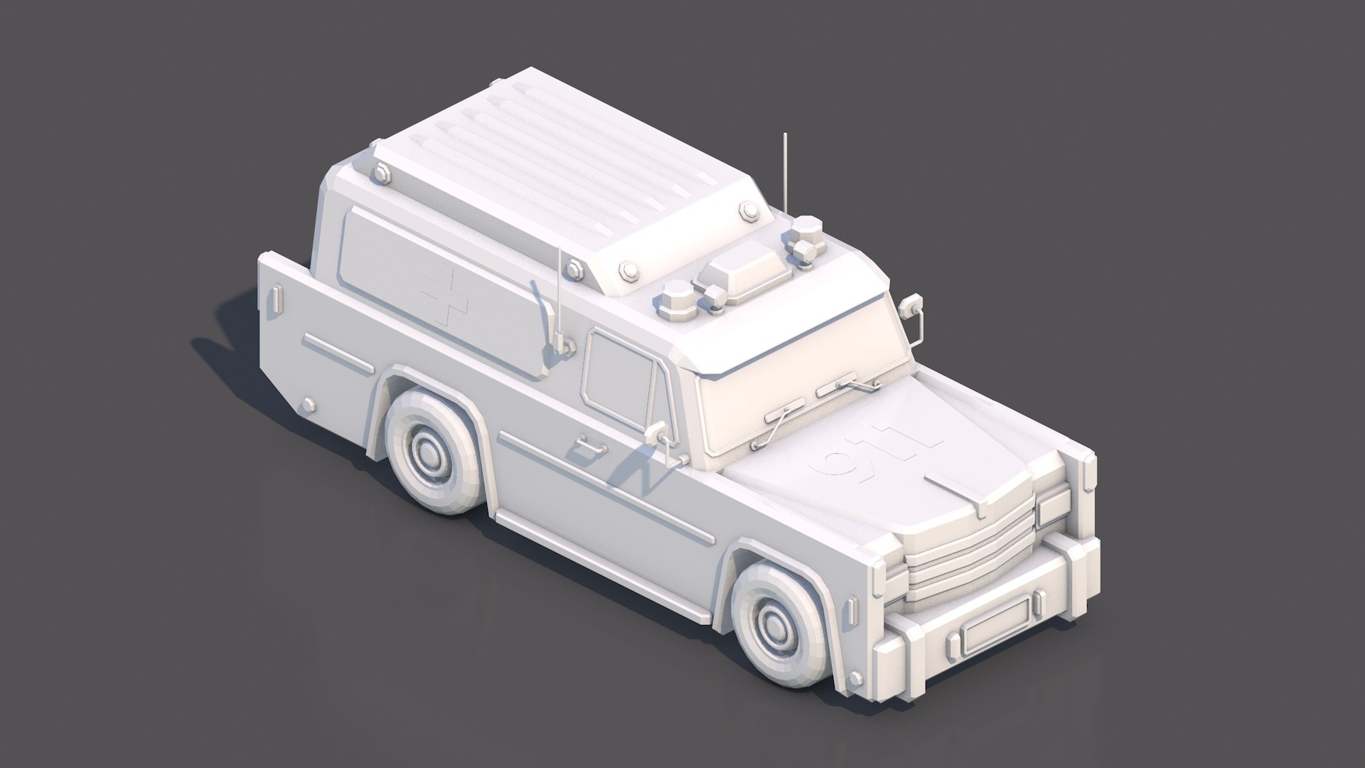3D Cartoon 911 Ambulance - TurboSquid 2164360