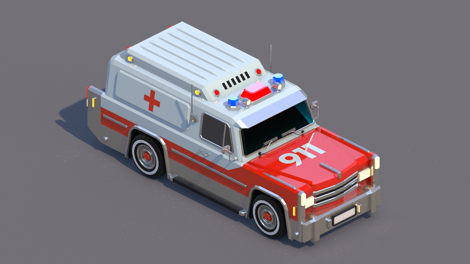 3D Cartoon 911 Ambulance - TurboSquid 2164360