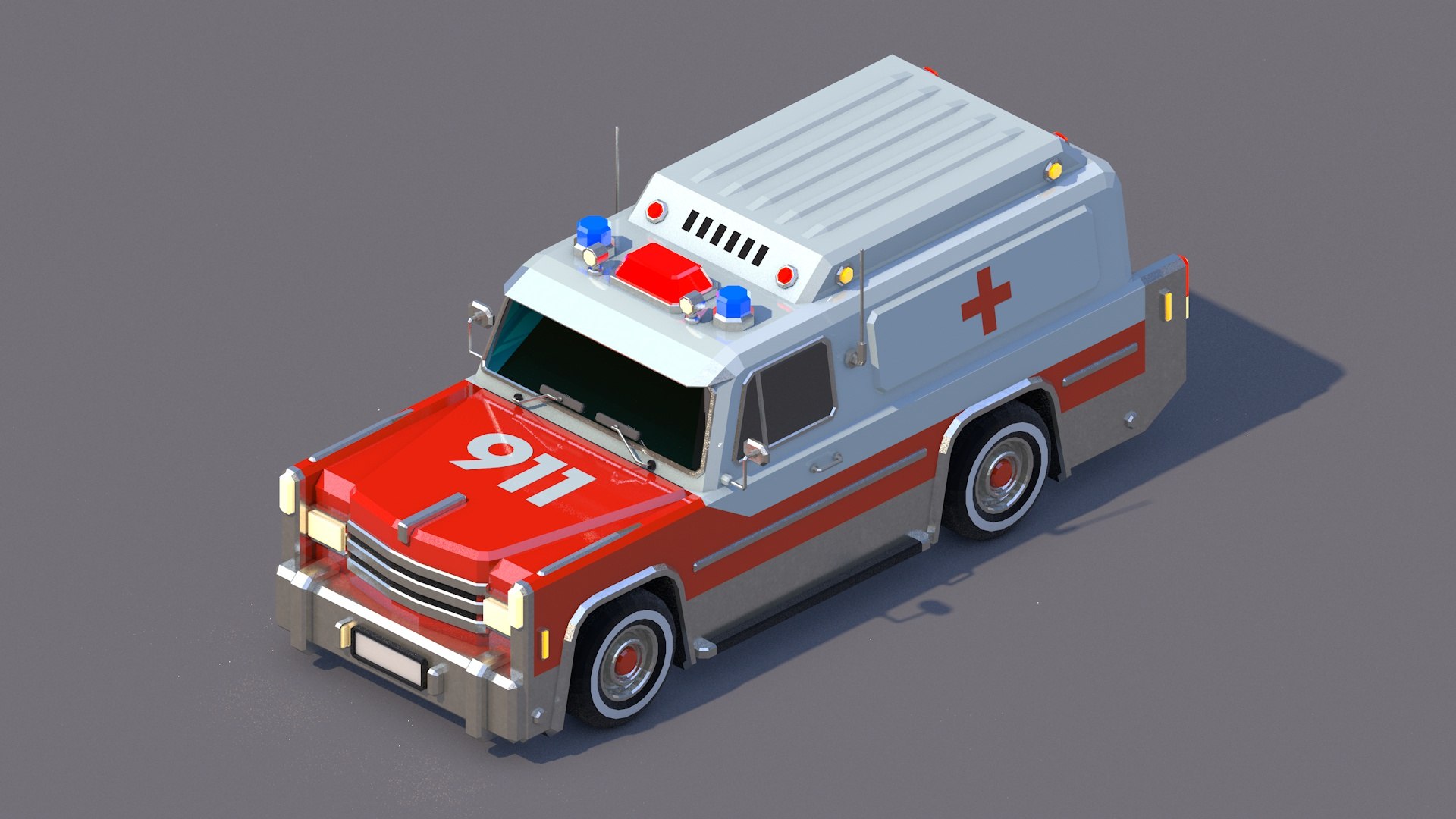 3D Cartoon 911 Ambulance - TurboSquid 2164360