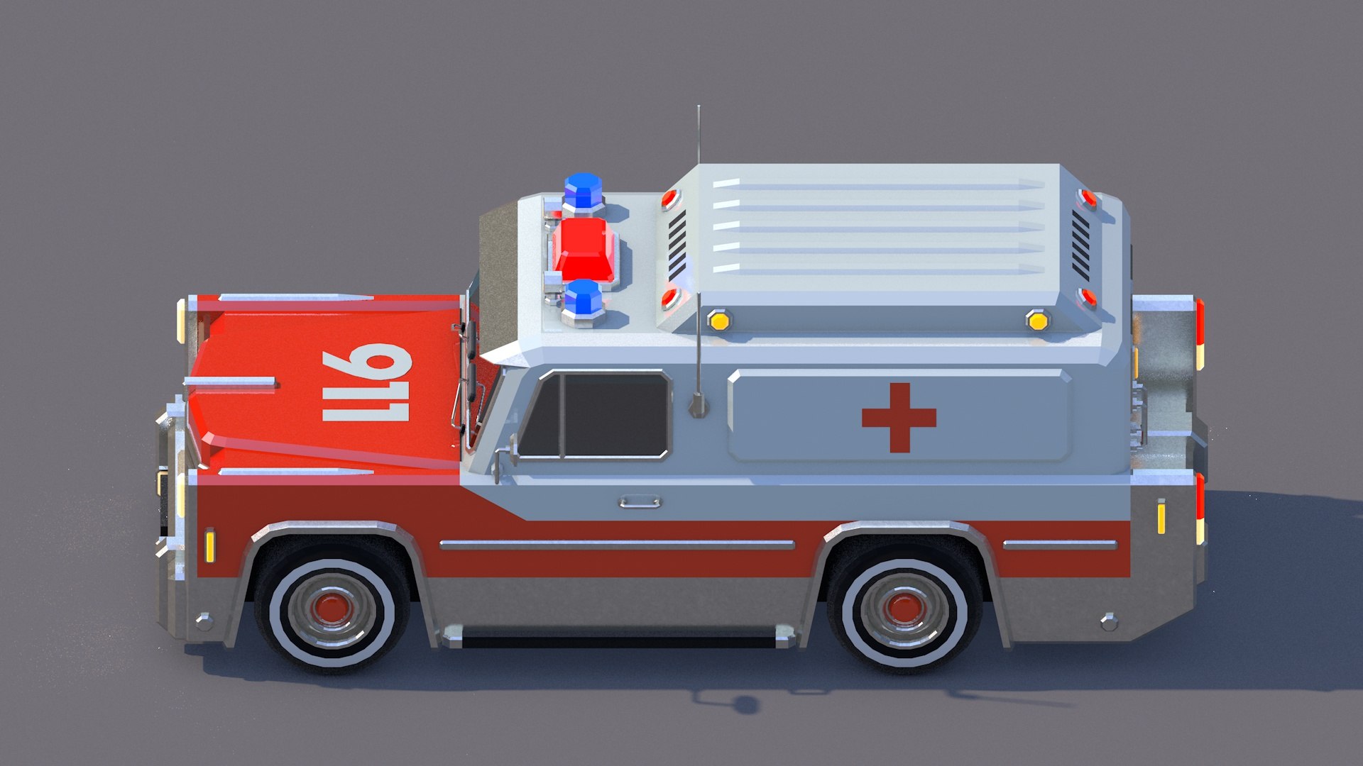3D Cartoon 911 Ambulance - TurboSquid 2164360