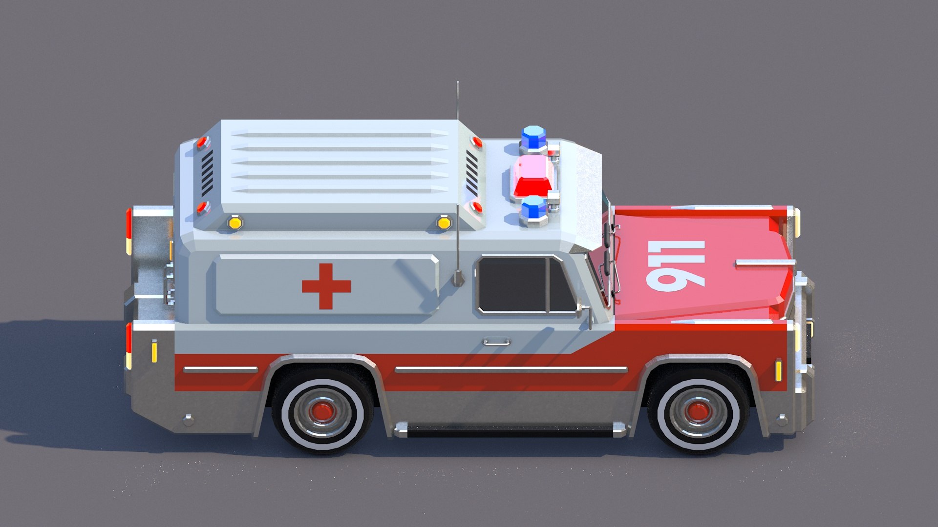 3D Cartoon 911 Ambulance - TurboSquid 2164360