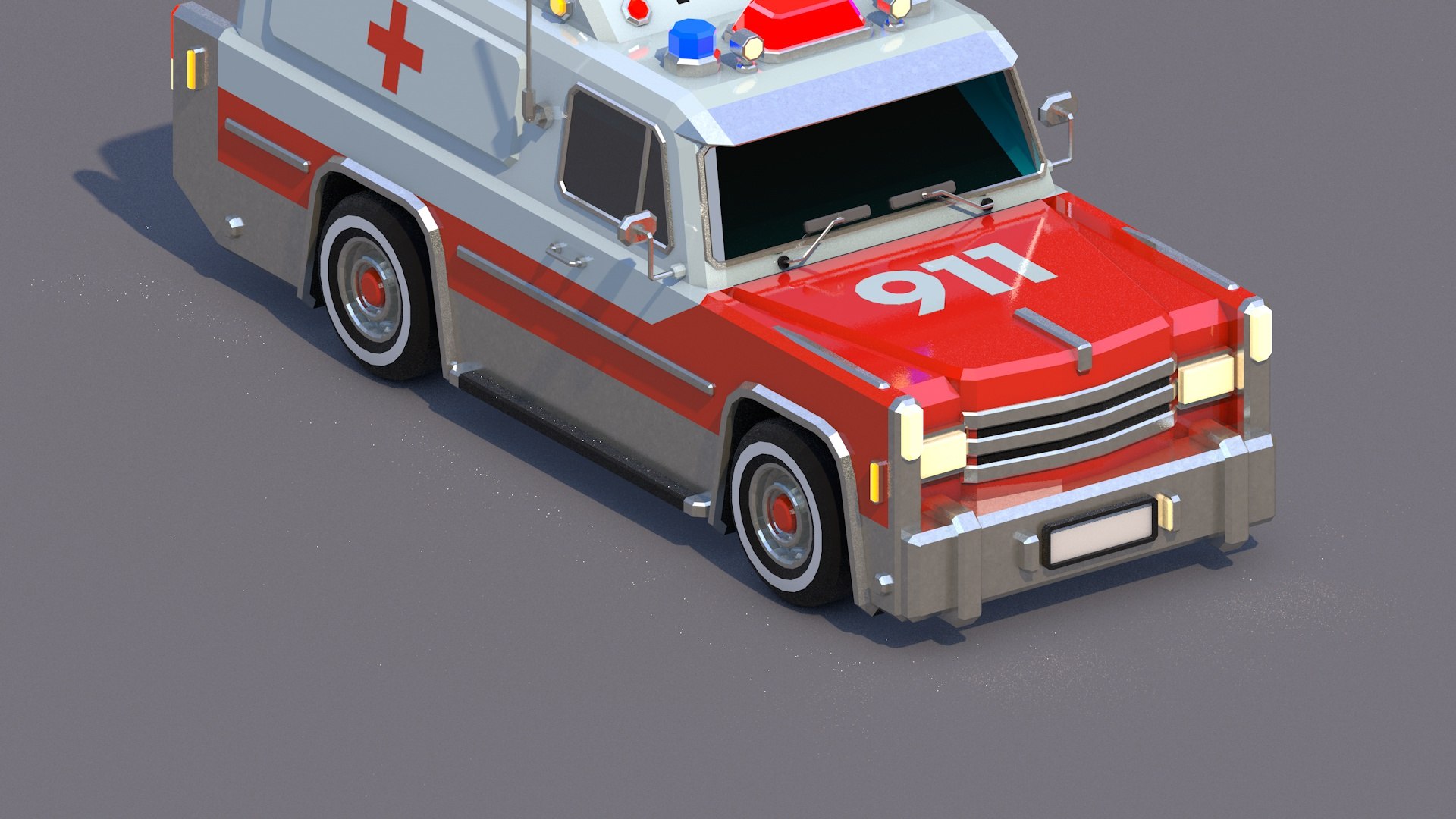 3D Cartoon 911 Ambulance - TurboSquid 2164360