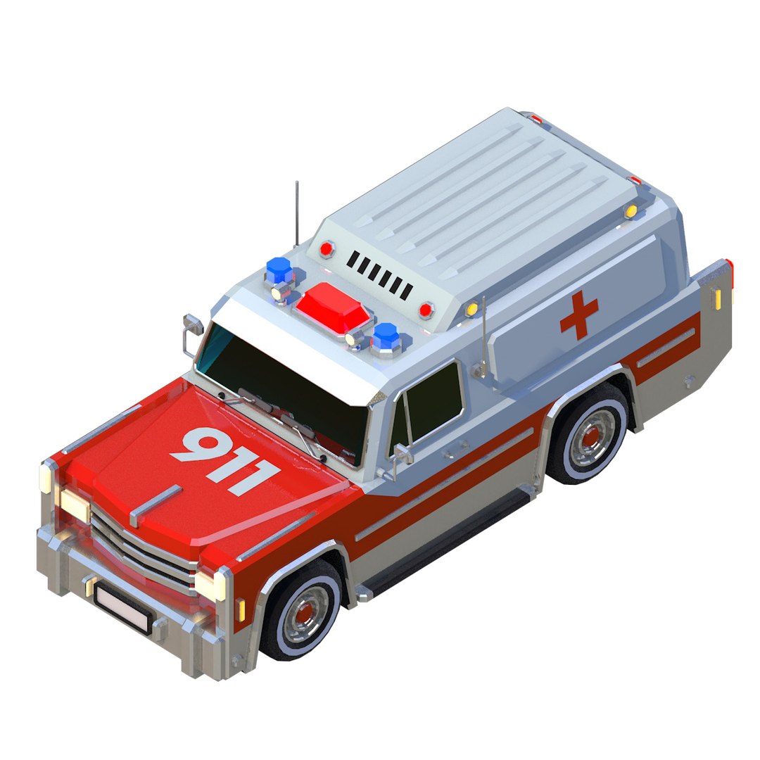 3D Cartoon 911 Ambulance - TurboSquid 2164360