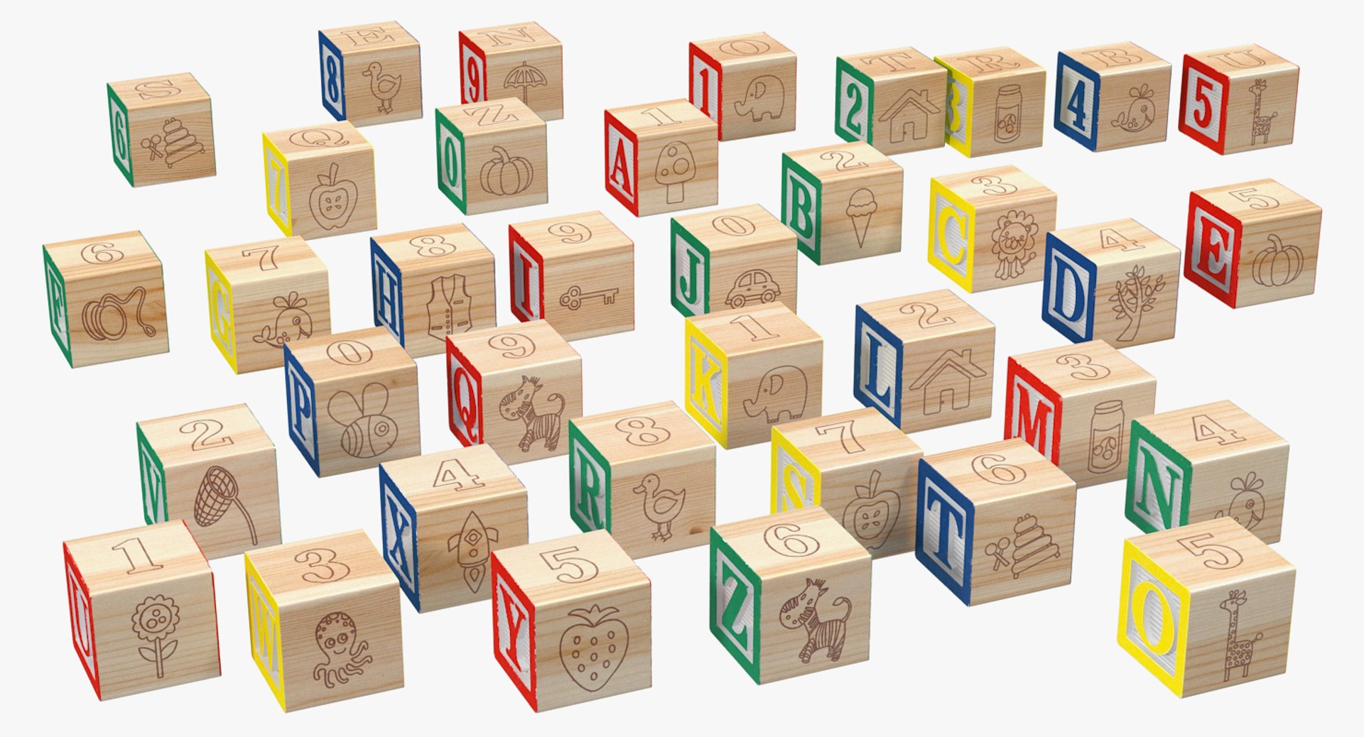 3D Wooden Alphabet Blocks Set Model - TurboSquid 1340525