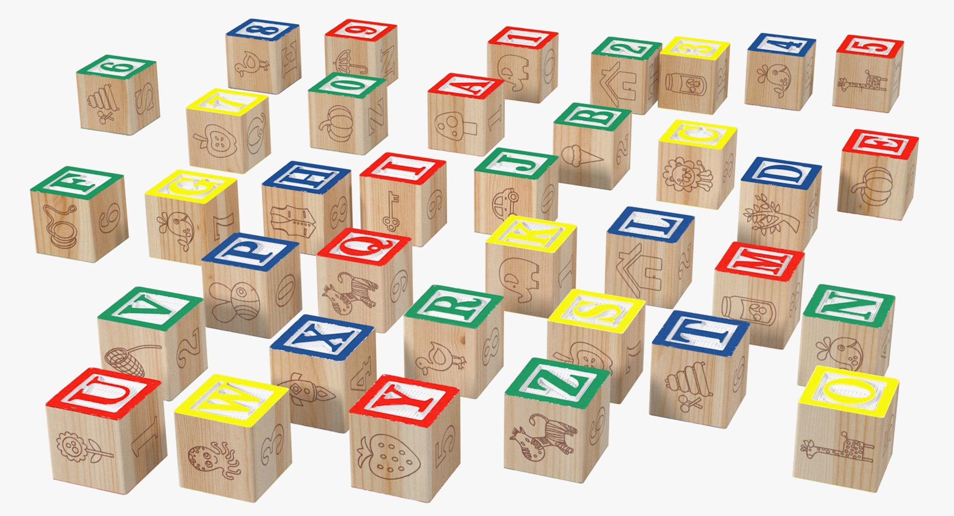 3D Wooden Alphabet Blocks Set Model - TurboSquid 1340525