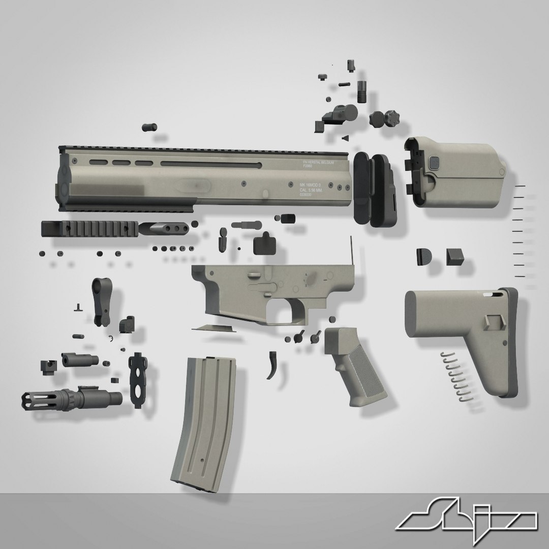 3d Model Combat Assault Rifle Fn Scar