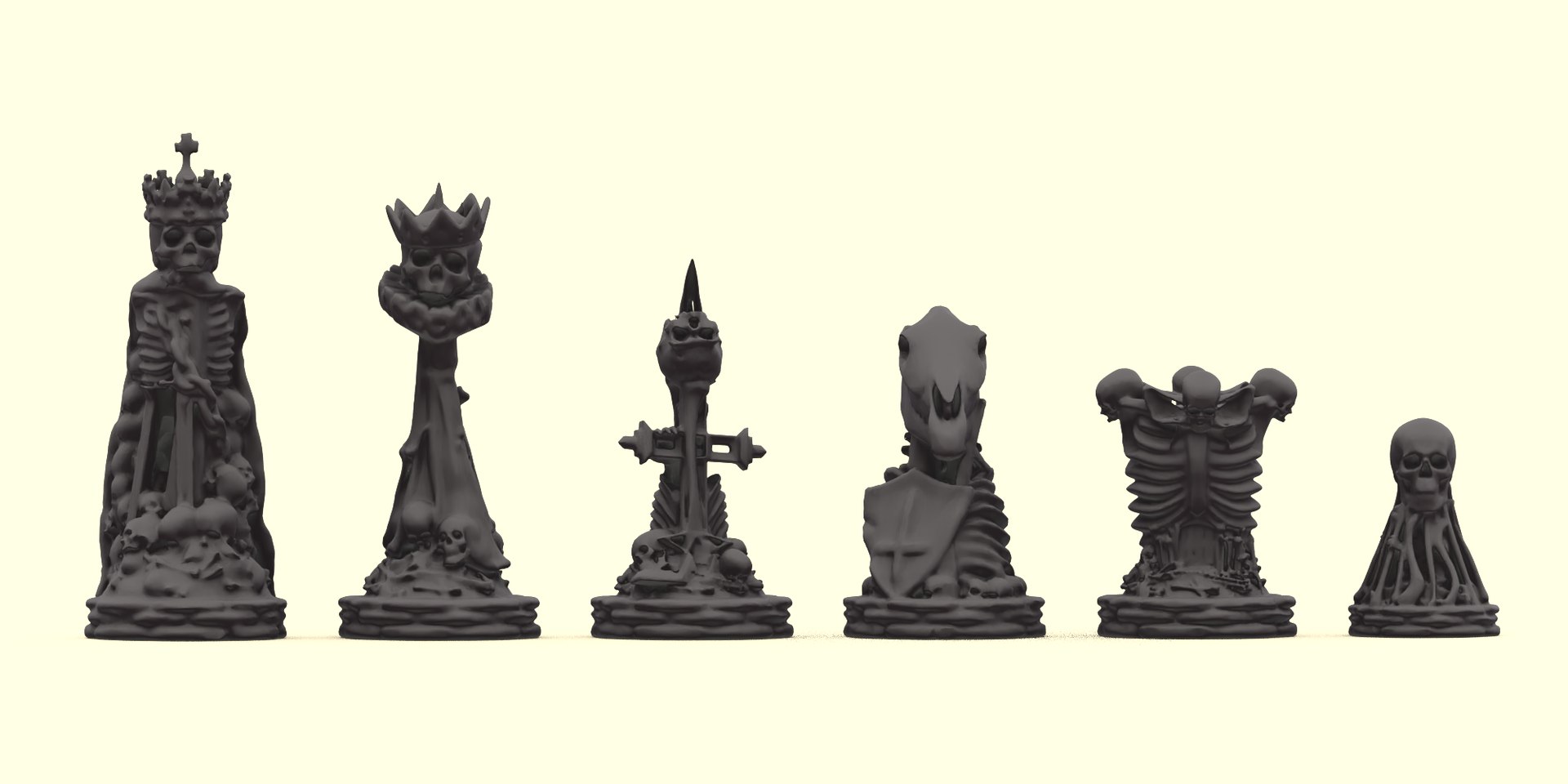 3D Skull Chess Complete Set model - TurboSquid 1973200
