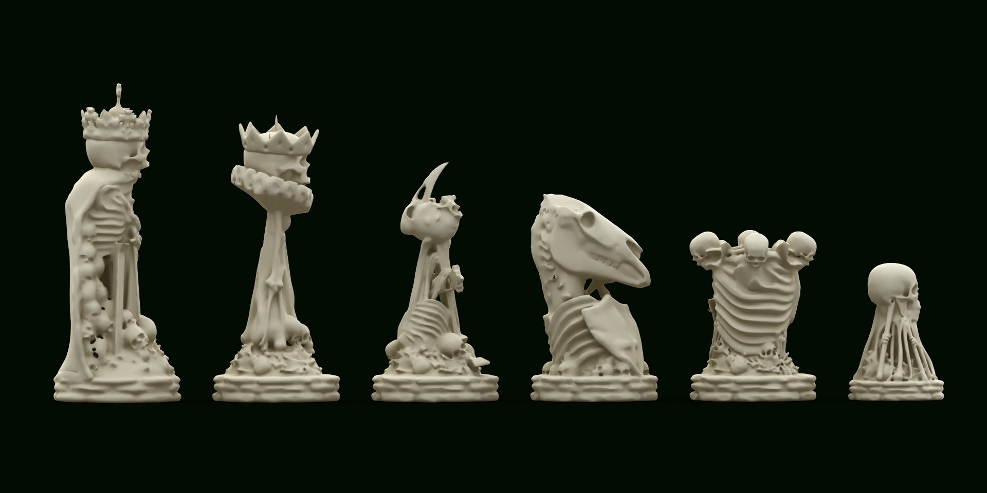 3D Skull Chess Complete Set model - TurboSquid 1973200