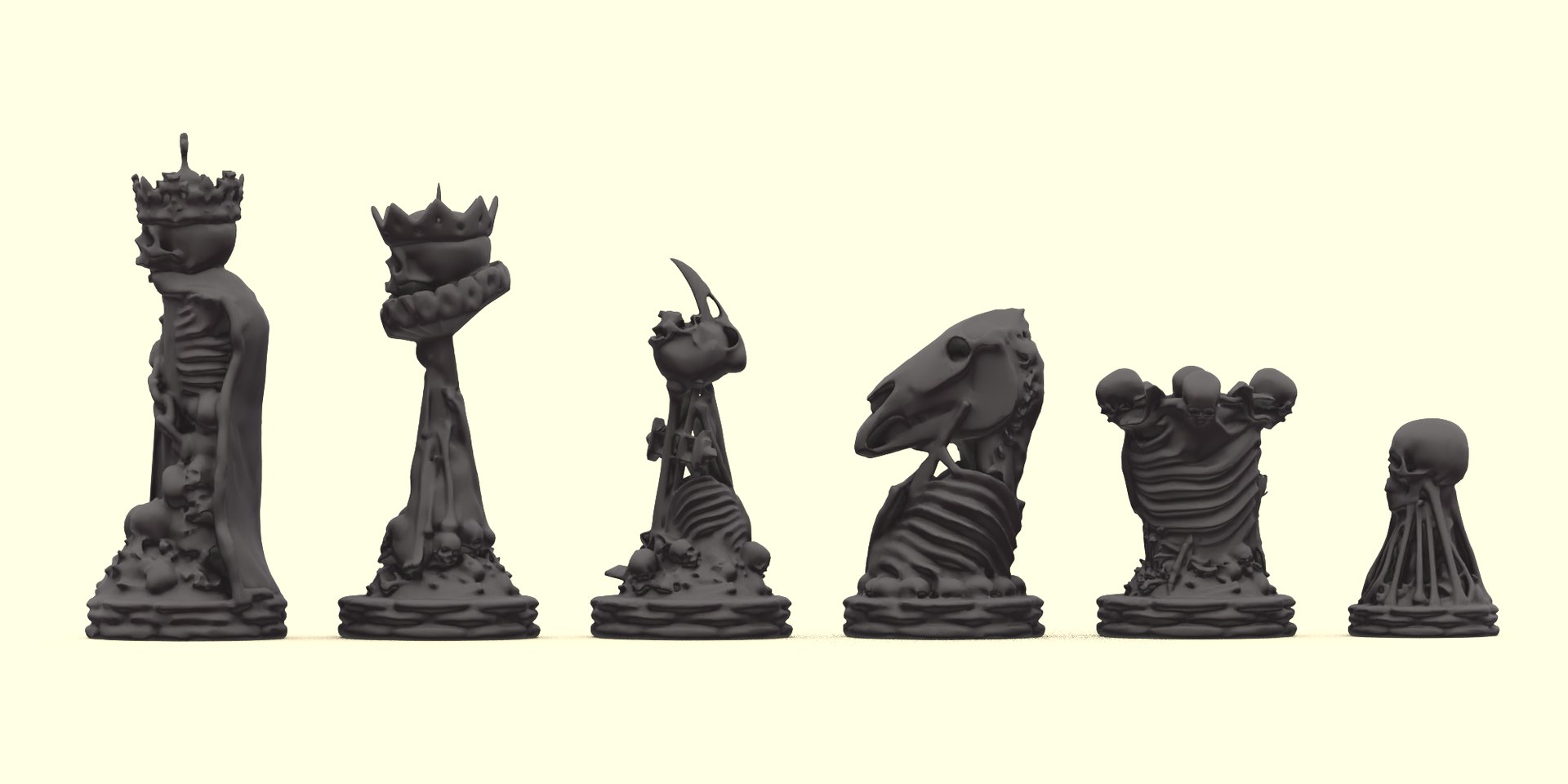 3D Skull Chess Complete Set model - TurboSquid 1973200