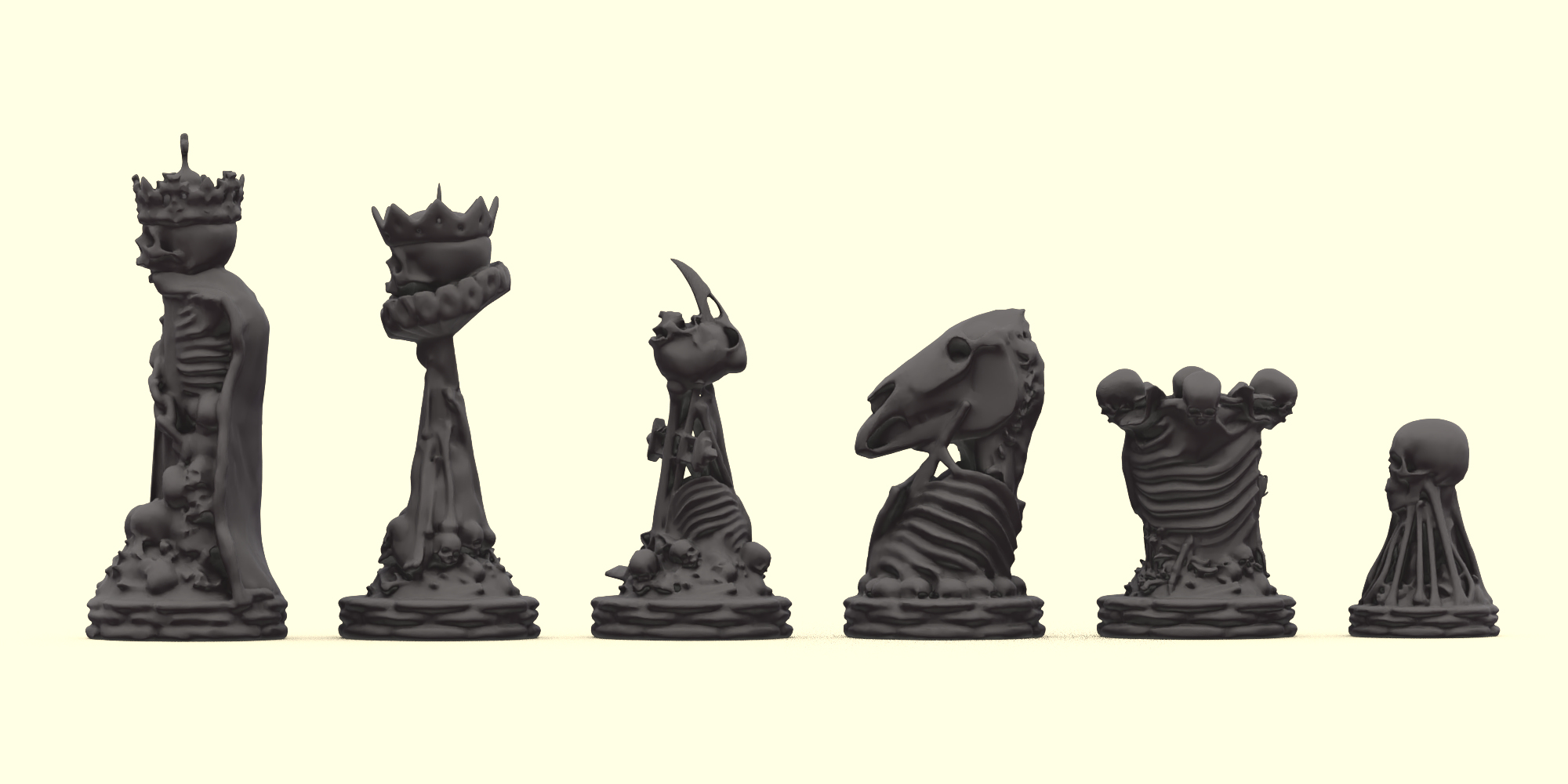 modelo 3d Skull Chess Complete Set - TurboSquid 1973200