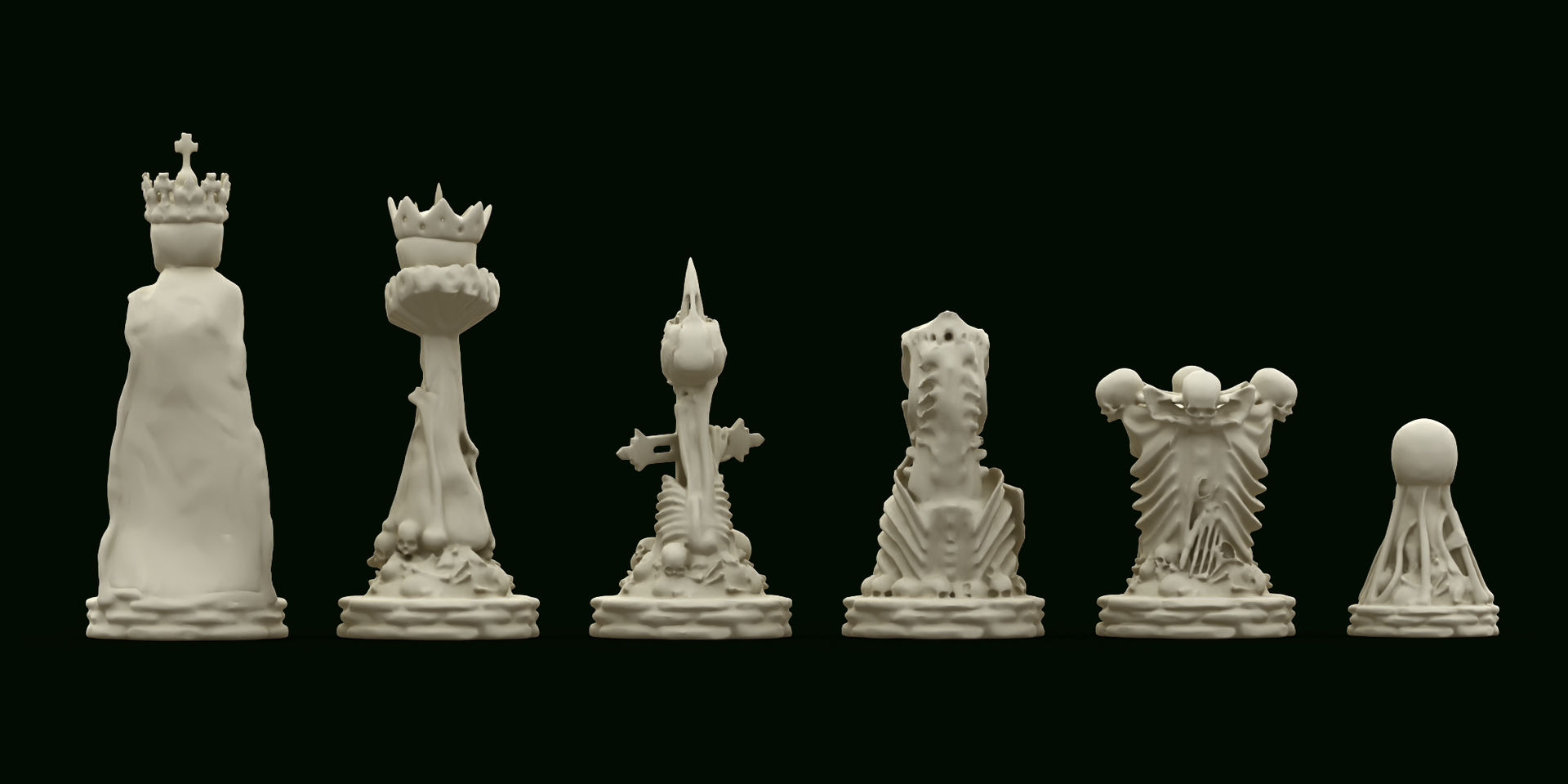 3D Skull Chess Complete Set model - TurboSquid 1973200