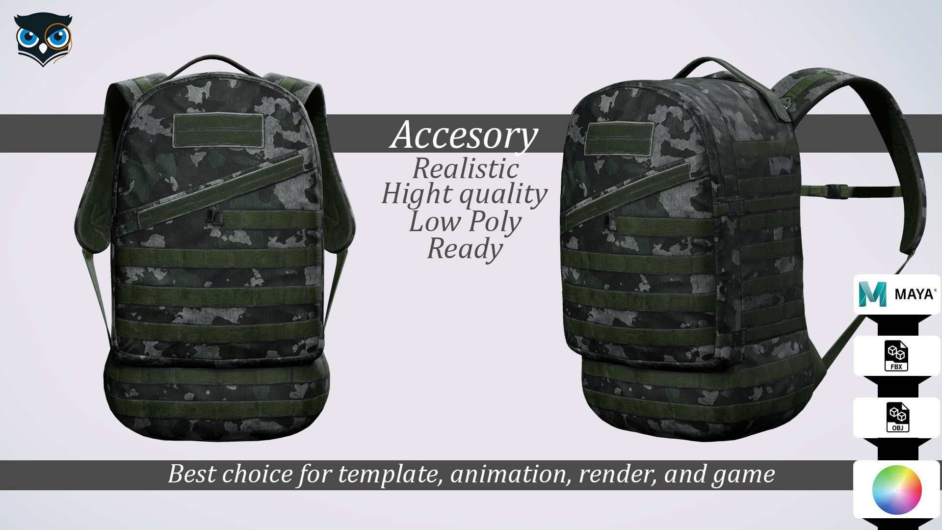 3D Stealth Camo Tactical Backpack - Game Ready 3D Model Model ...
