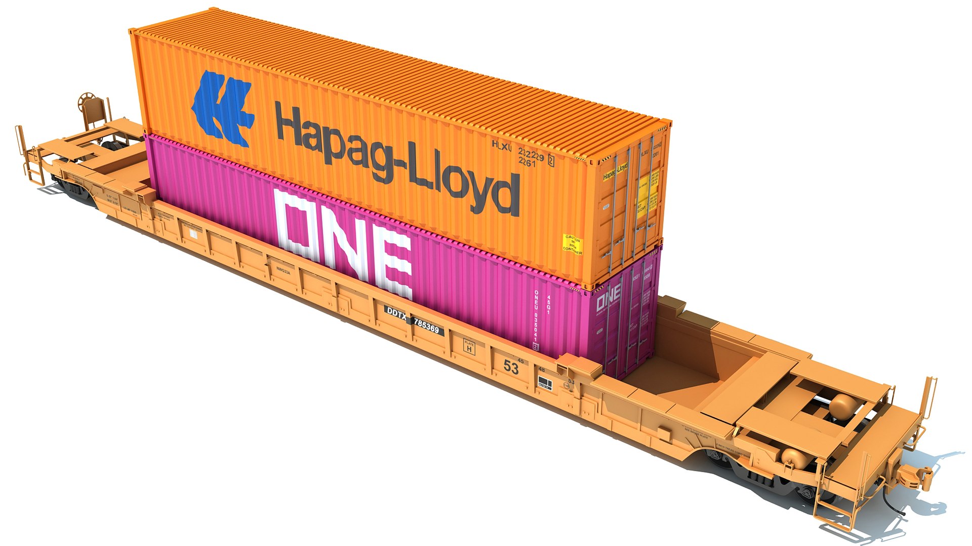 Railroad Double Stack Car 3D - TurboSquid 1608069