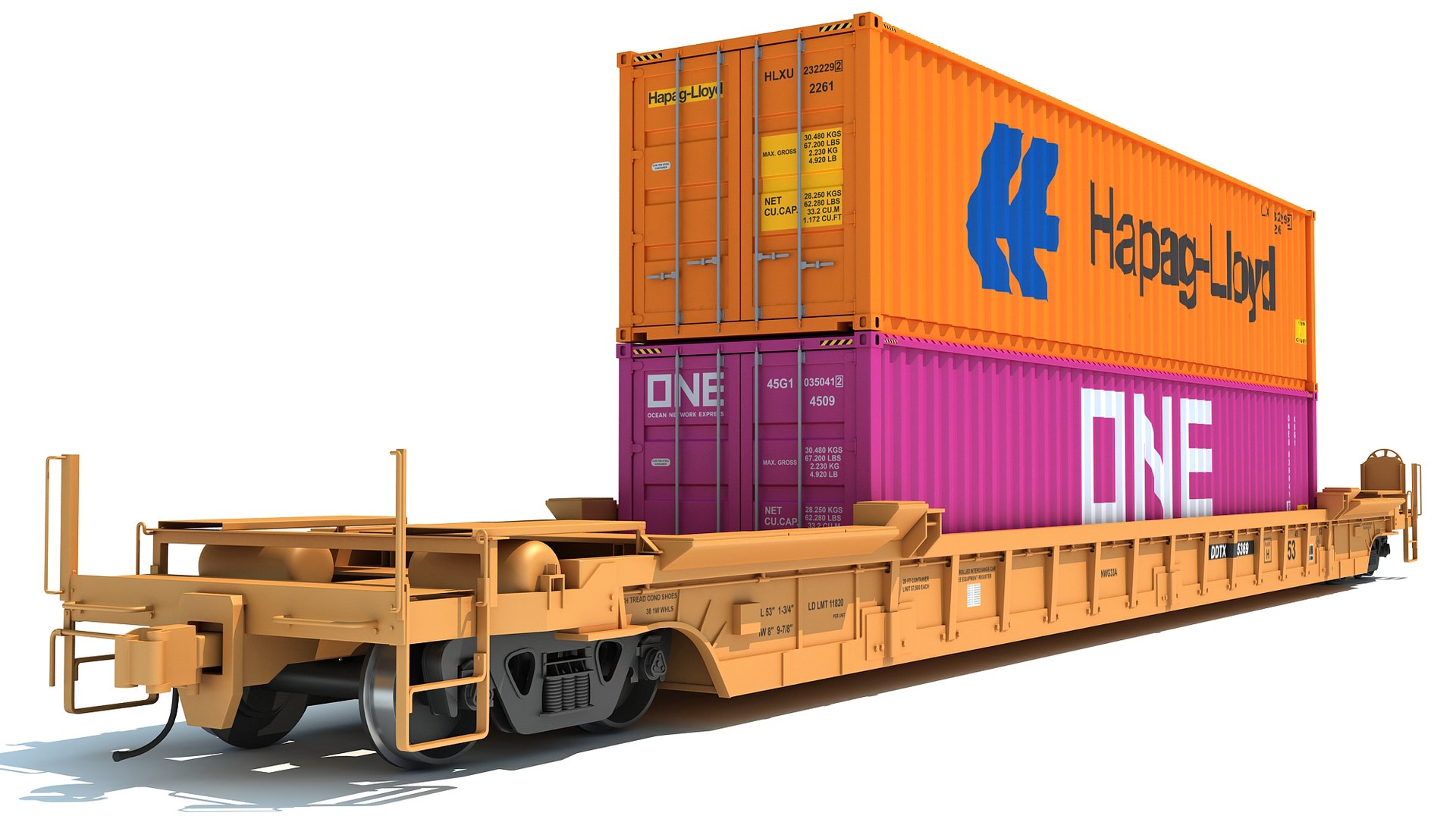 Railroad Double Stack Car 3D - TurboSquid 1608069