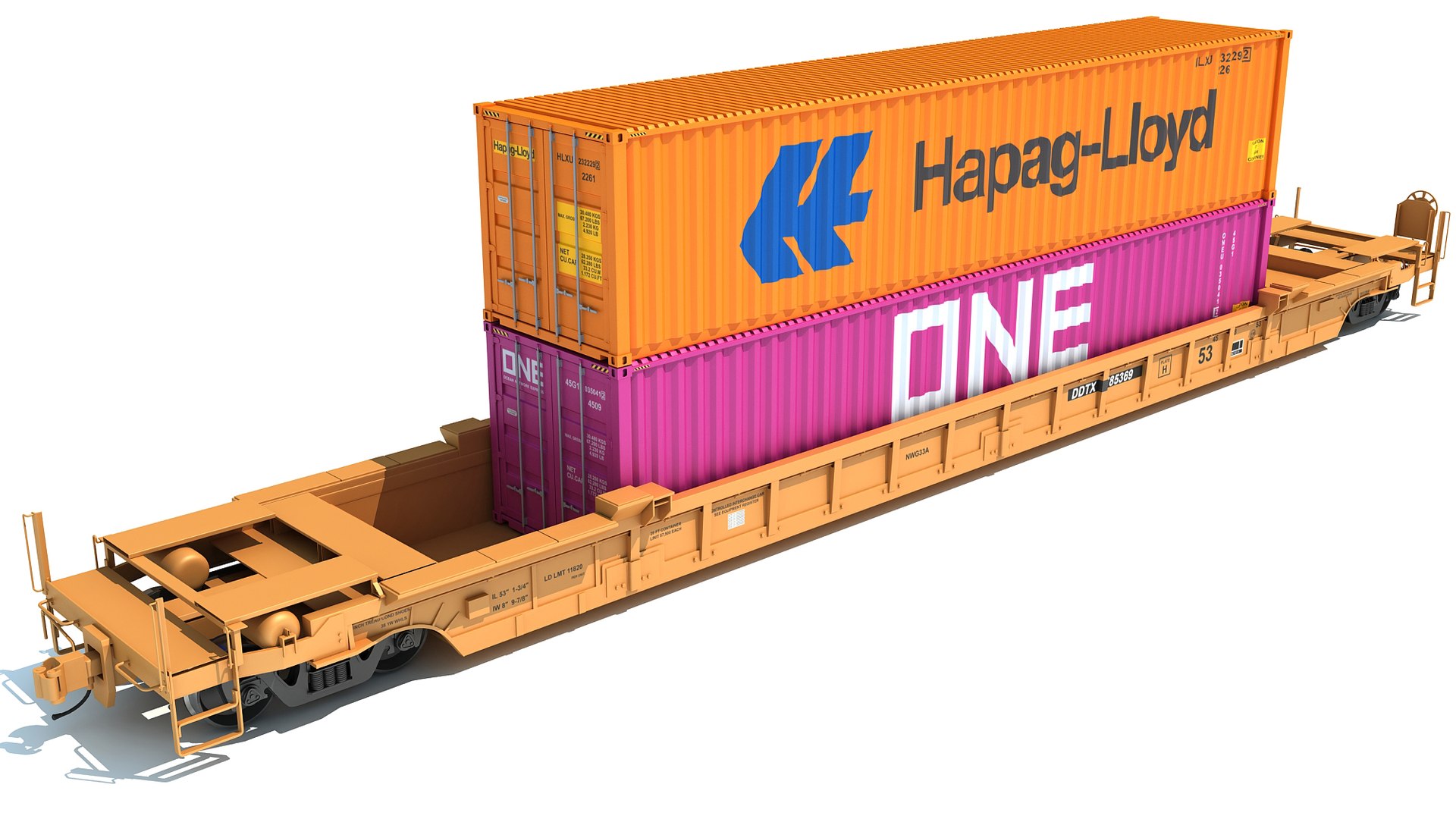 Railroad Double Stack Car 3D - TurboSquid 1608069