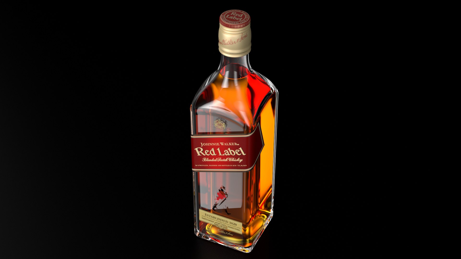 Johnnie Walker RED Label Whisky Bottle 3D Model - TurboSquid 1802225