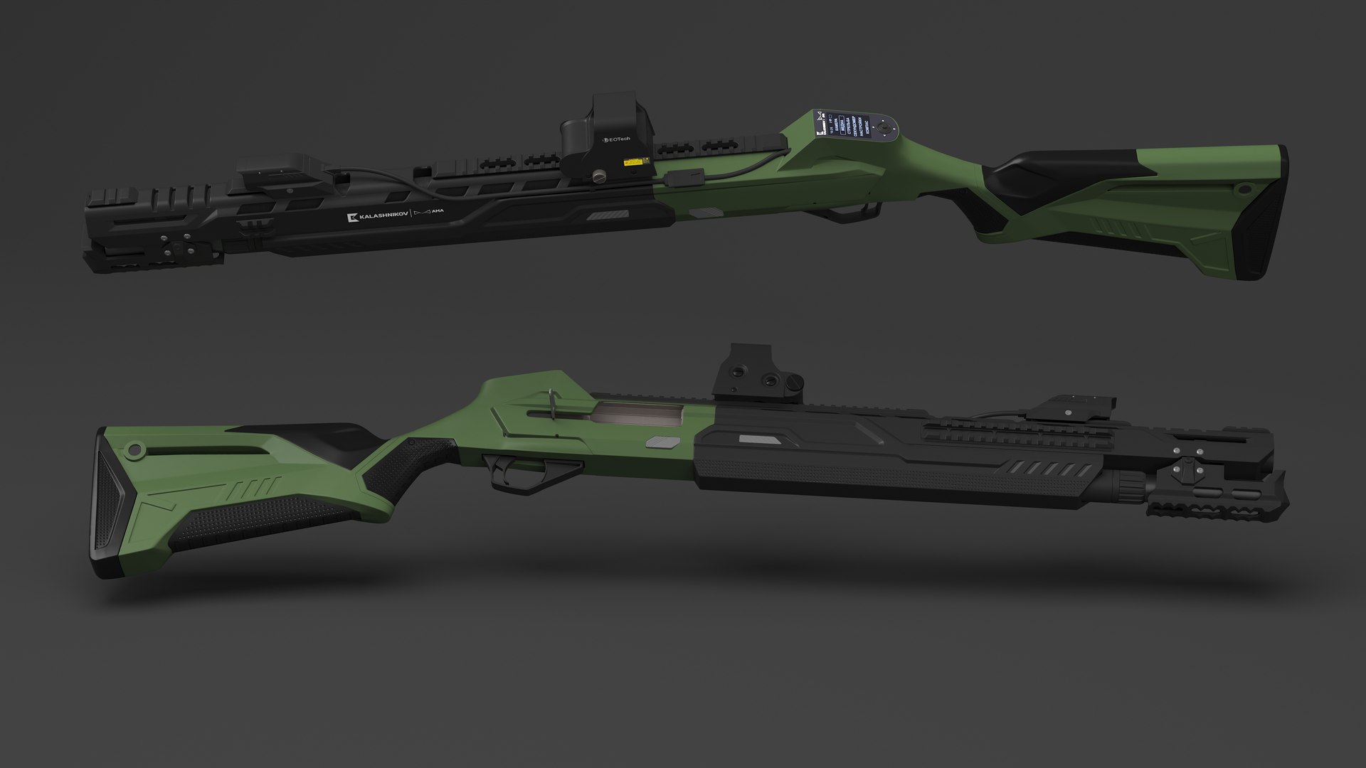 Futuristic Shotgun MP 155 Ultima Kalashnikov Green 3D model - TurboSquid 2102931