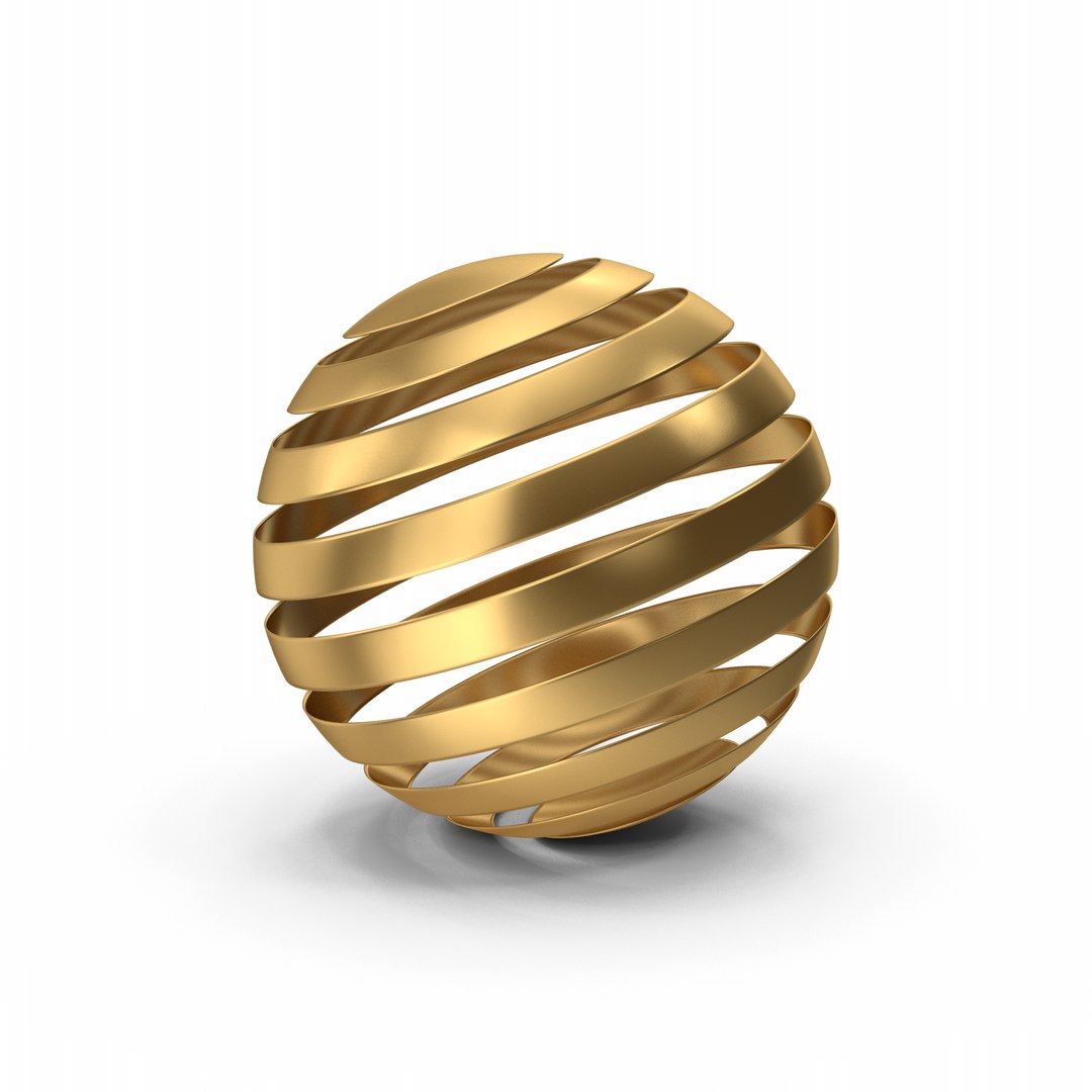 3D Model Gold Ribbon Ball - TurboSquid 2245333