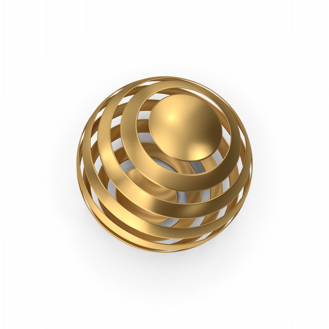 3D Model Gold Ribbon Ball - TurboSquid 2245333