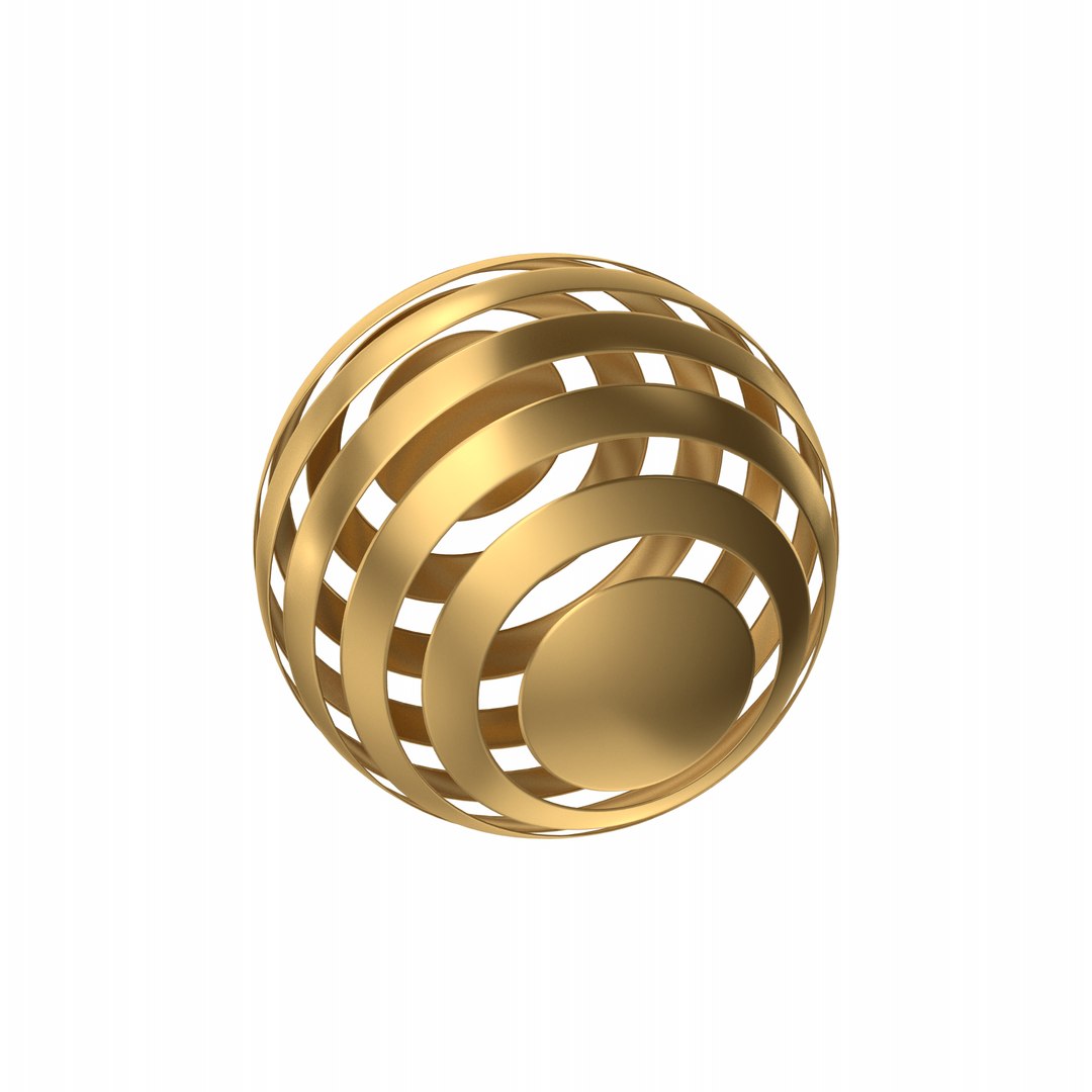 3D Model Gold Ribbon Ball - TurboSquid 2245333