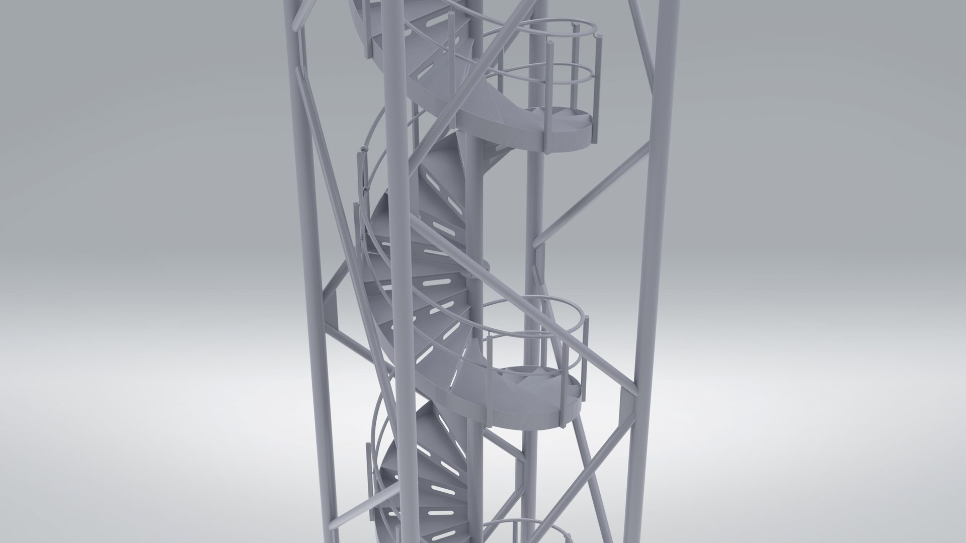 Industrial Spiral Stair Tower High Detail Modular Steel Structure ...
