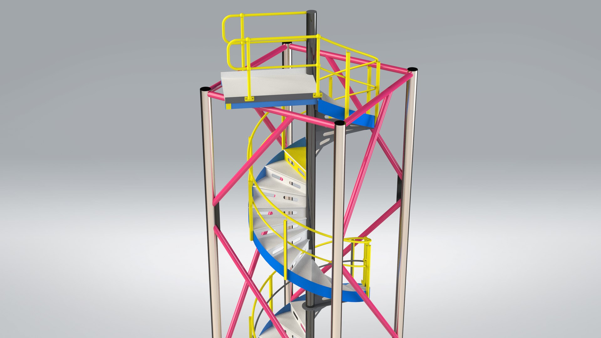 Industrial Spiral Stair Tower High Detail Modular Steel Structure ...