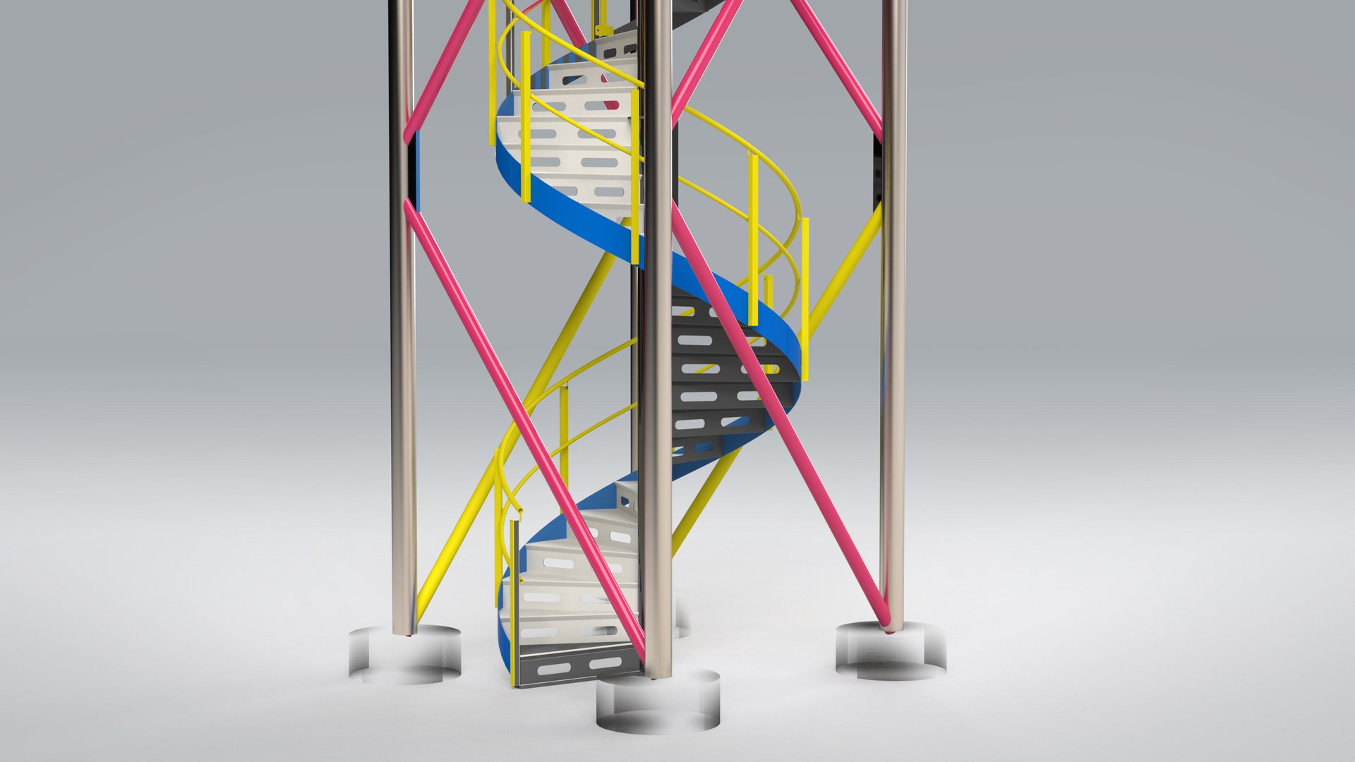 Industrial Spiral Stair Tower High Detail Modular Steel Structure ...