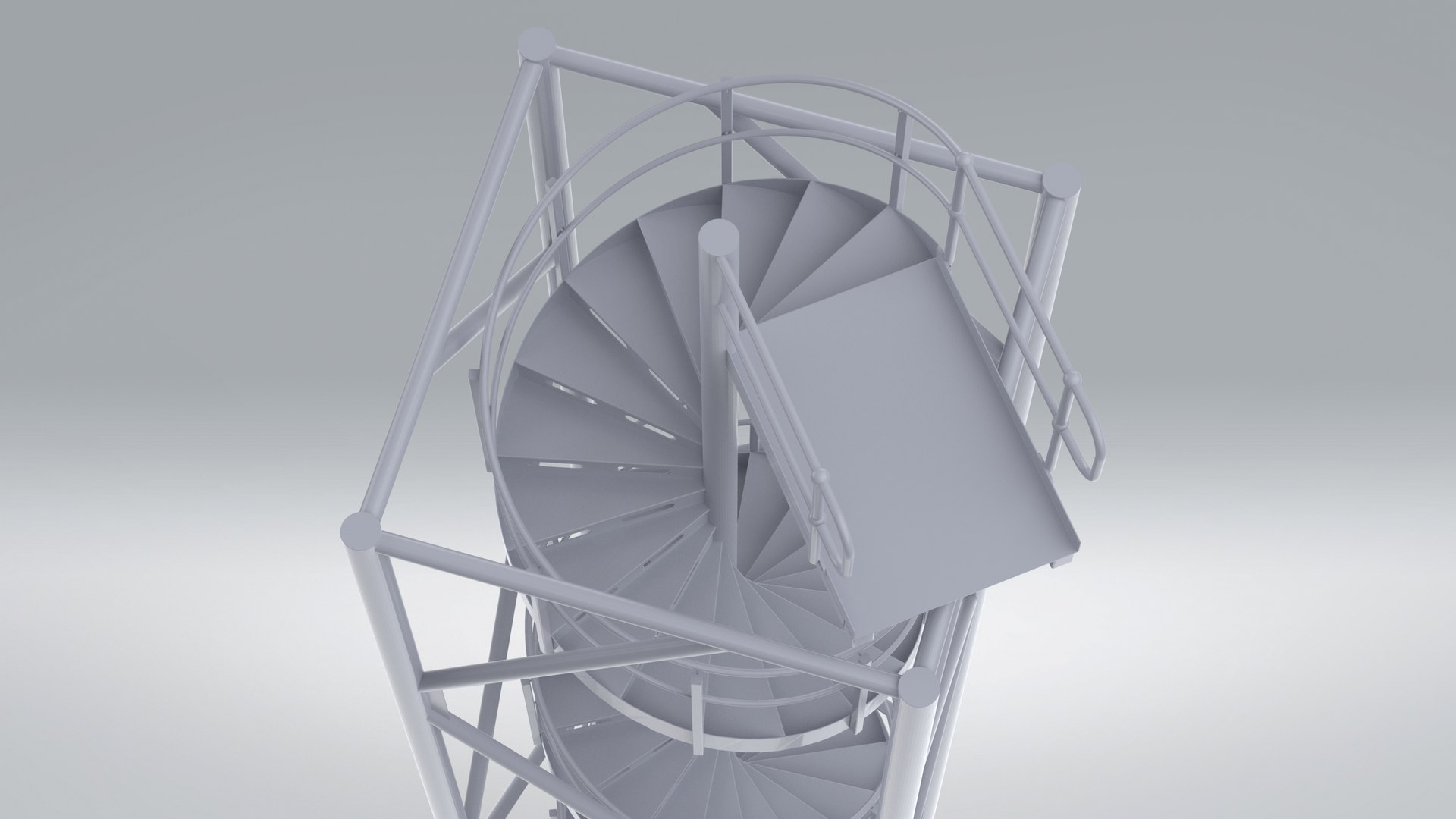 Industrial Spiral Stair Tower High Detail Modular Steel Structure ...