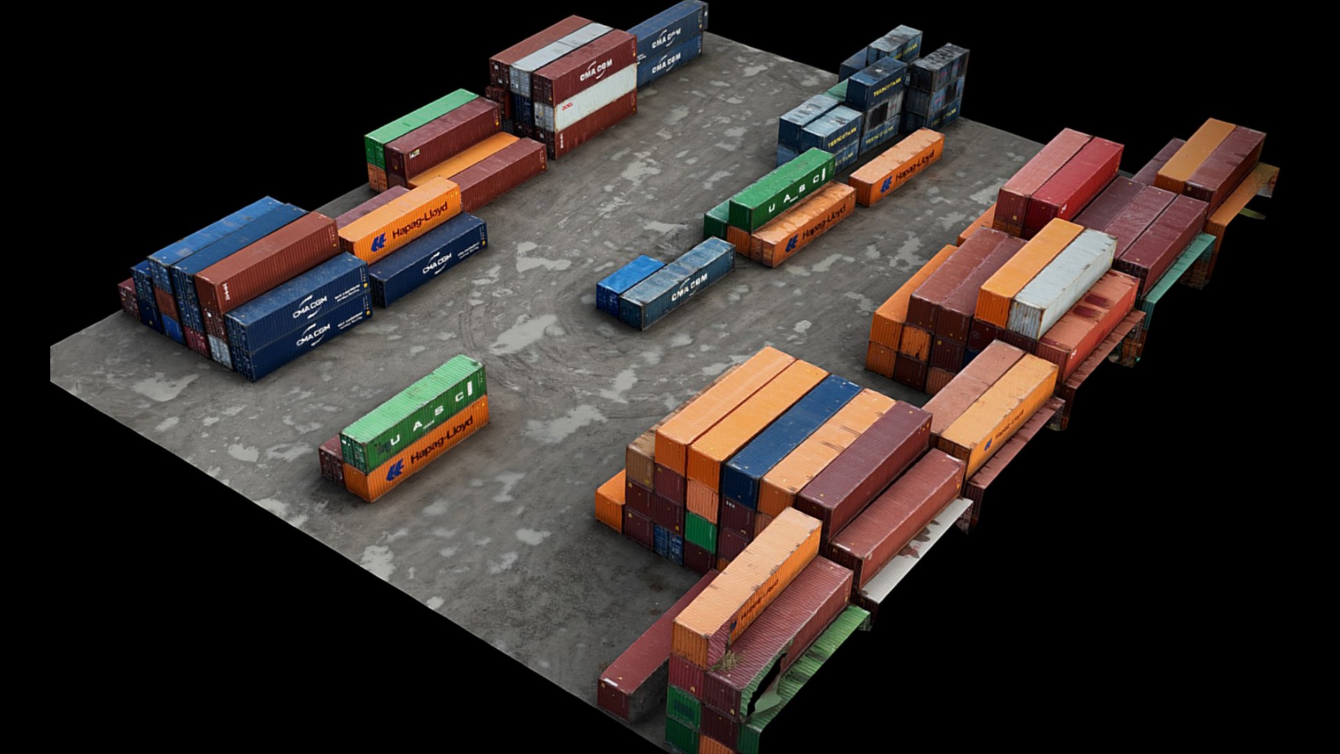 3D Cargo Containers Terrain Area Drone Photogrammetry Model ...