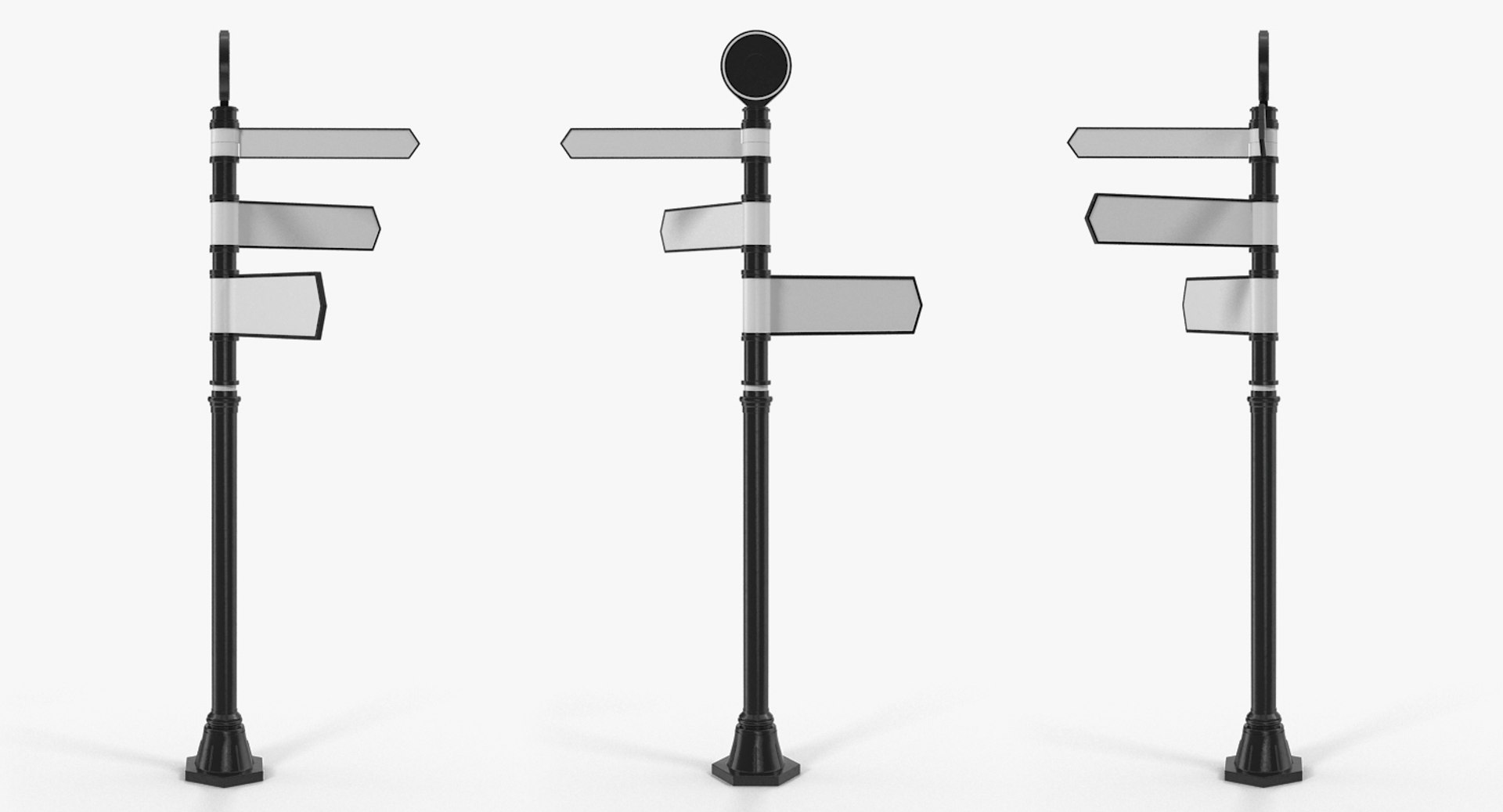 3D Model Blank Way Signpost Black - TurboSquid 1235499