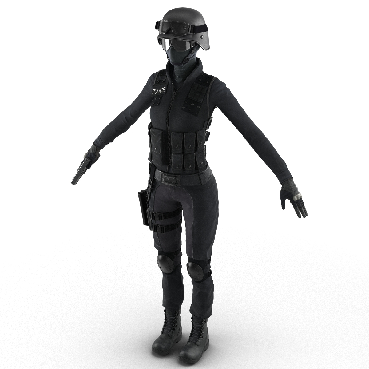3d swat woman uniform modeled model