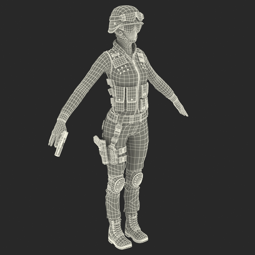 3d swat woman uniform modeled model