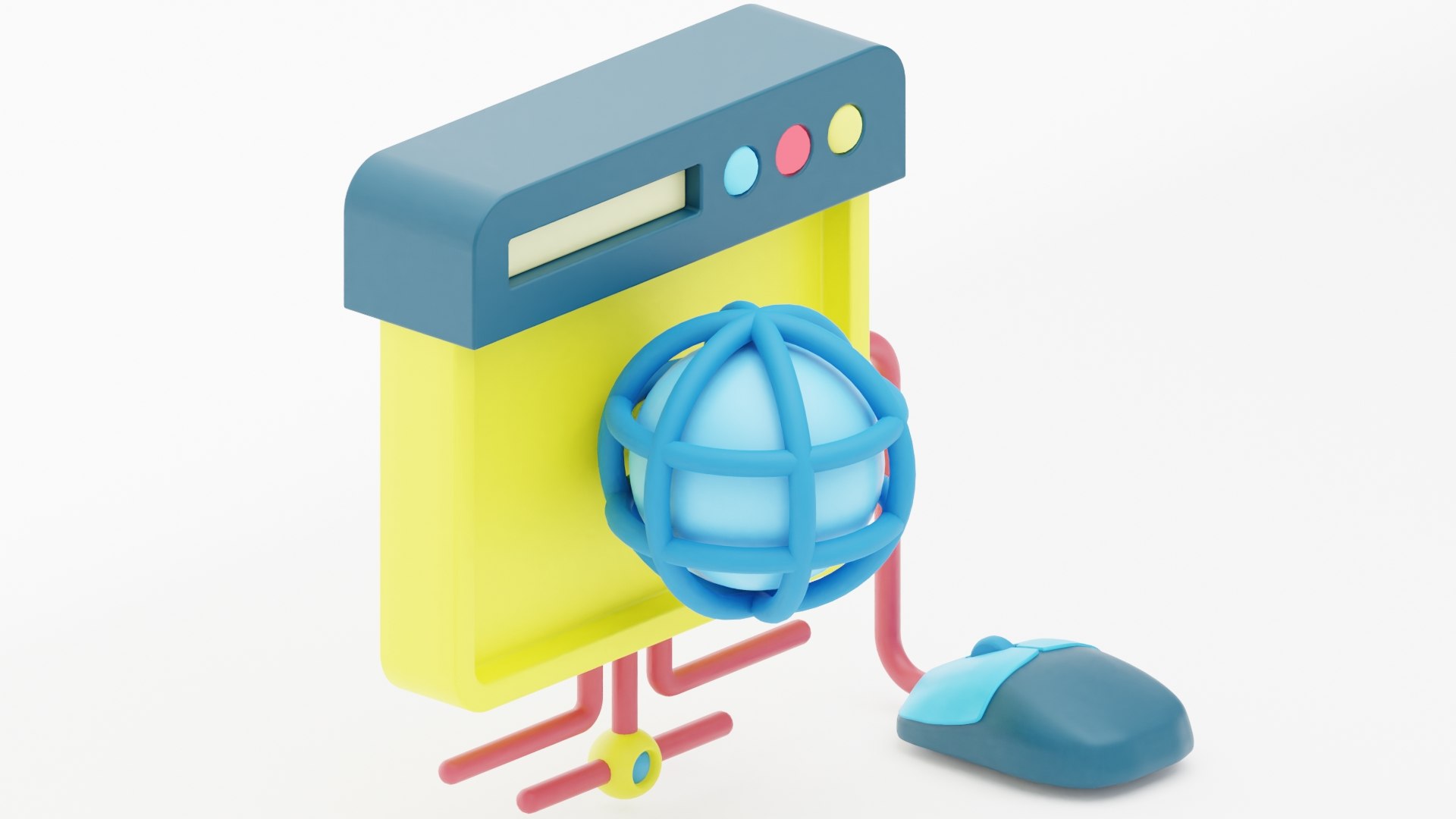 Internet Browser 3d Icon Represented With Computer Mouse And ...