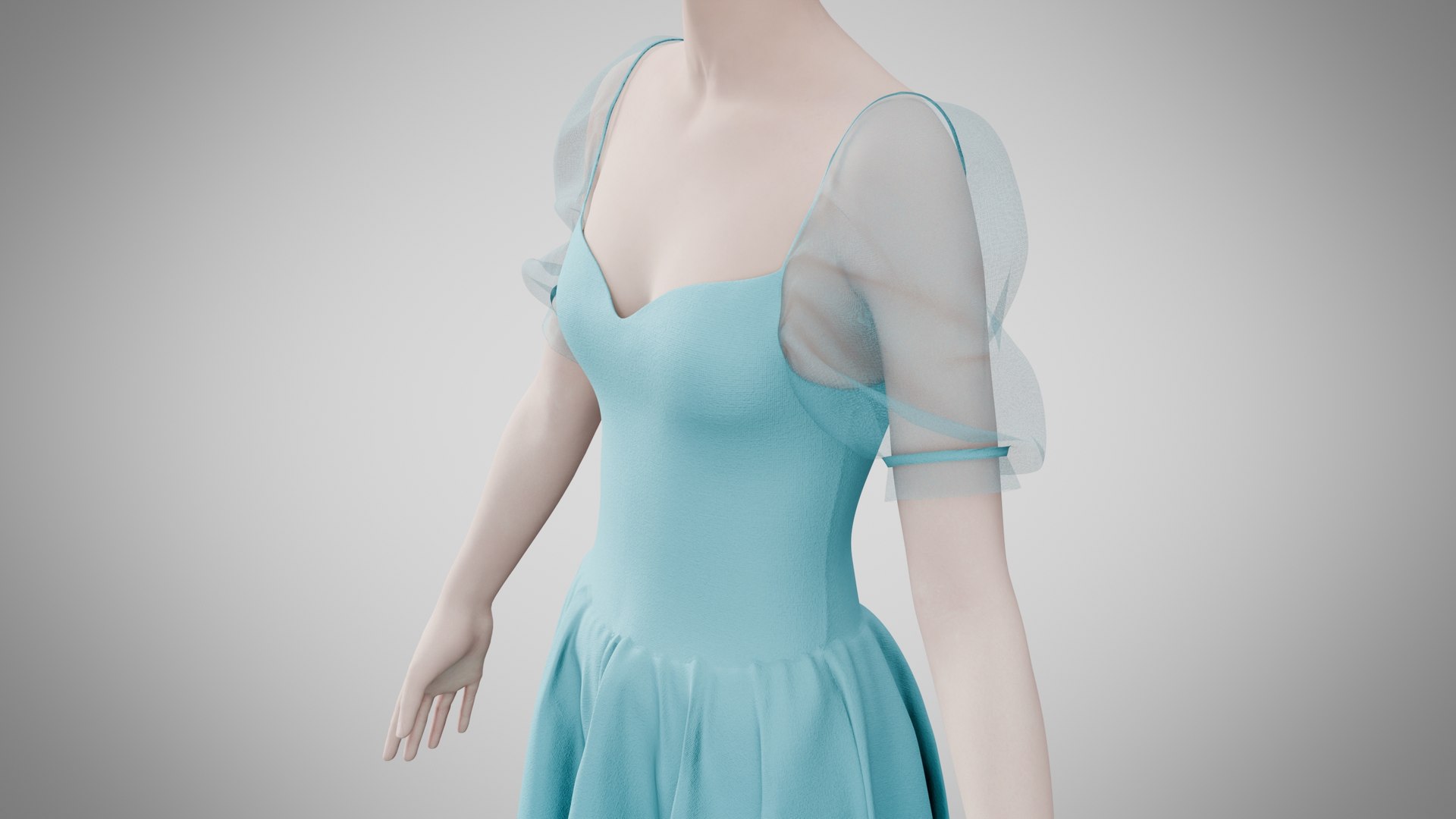 Dress 09 Sky Blue 3D Model - TurboSquid 2443638