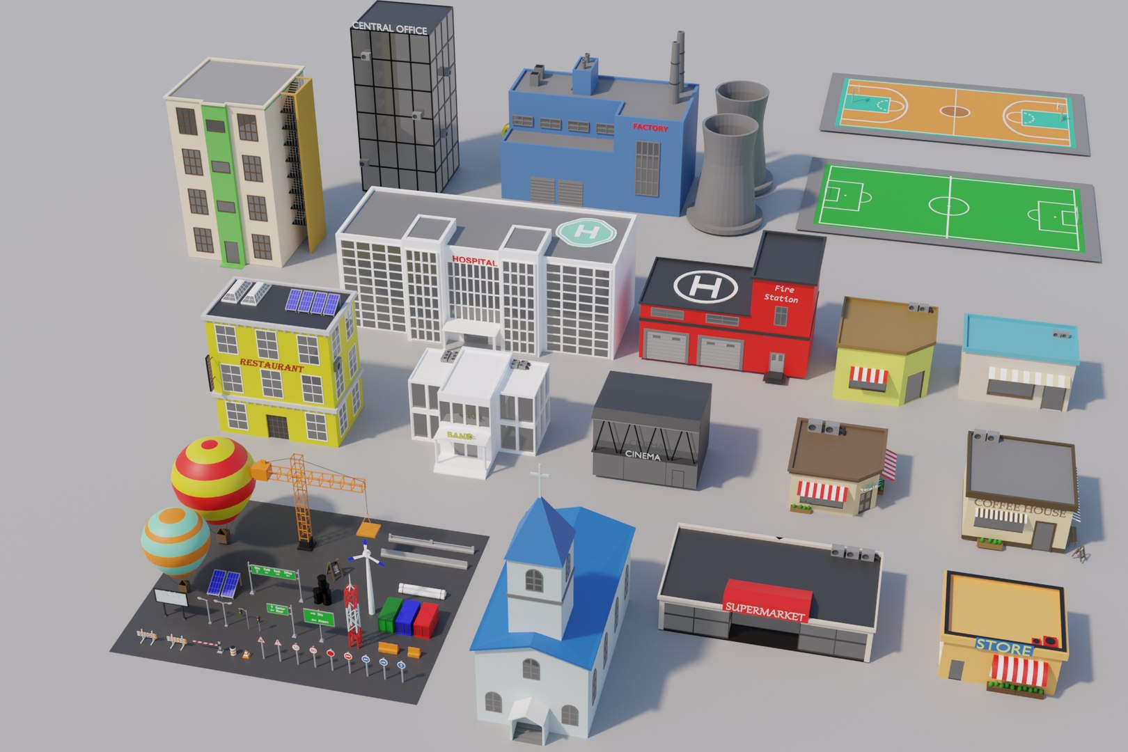 3D Cartoon City Lowpoly City Pack Low-poly 3D Model - TurboSquid 2001221