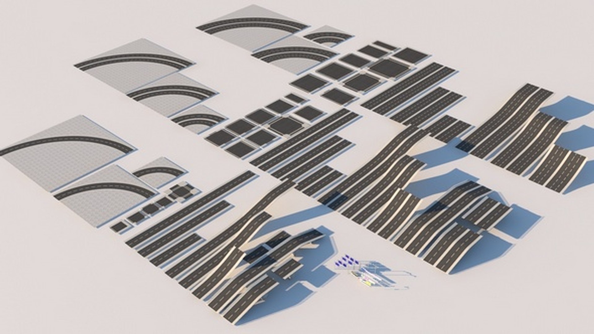 3D road pack modular kit model - TurboSquid 1248860