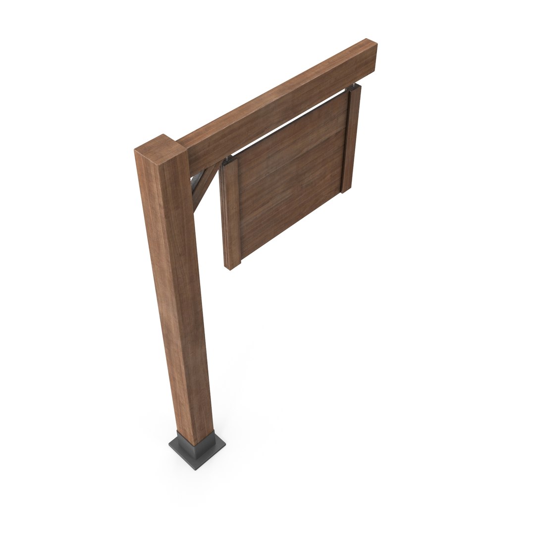 3D Model Wooden Sidewalk Sign With Overhang Ground-mounted For Streets ...