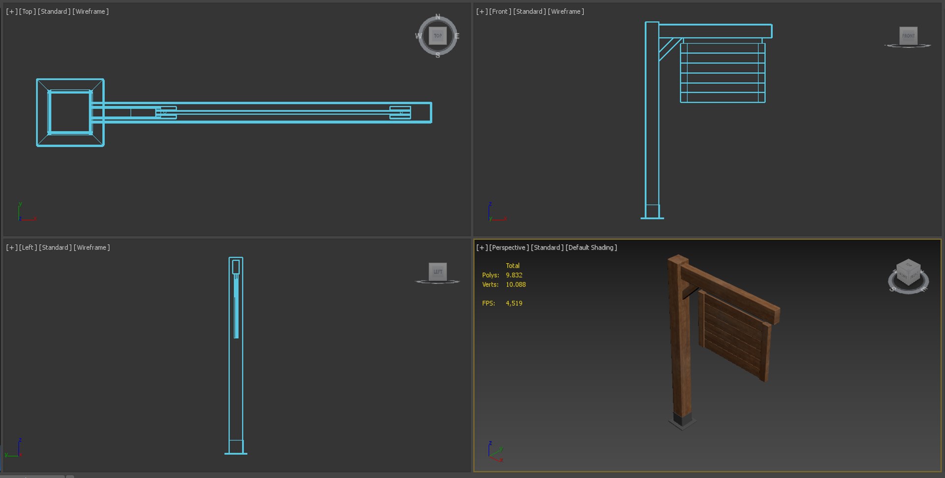 3D Model Wooden Sidewalk Sign With Overhang Ground-mounted For Streets ...