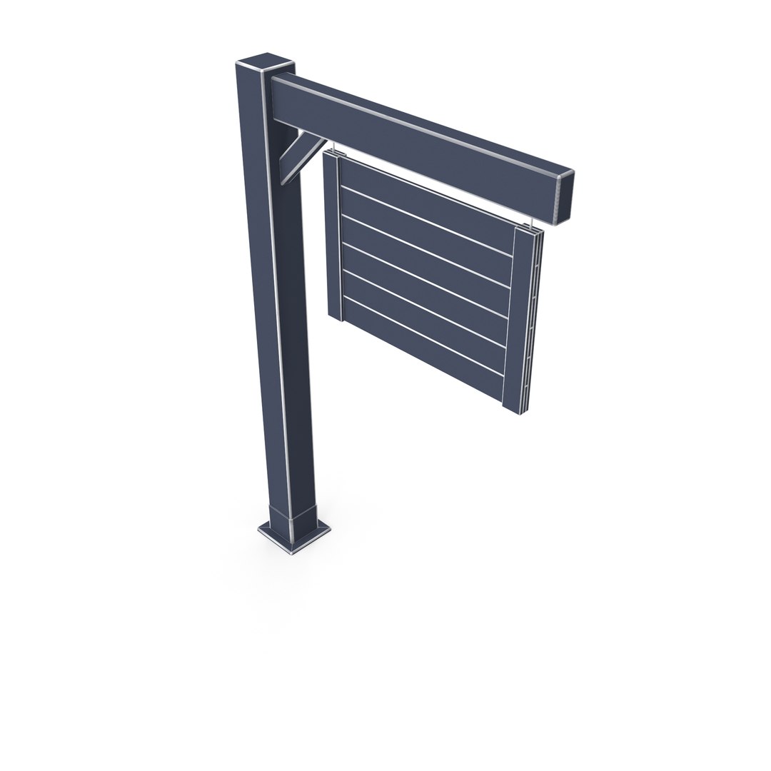 3D Model Wooden Sidewalk Sign With Overhang Ground-mounted For Streets ...