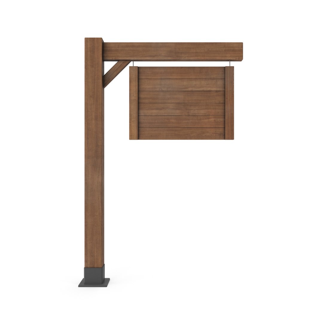3D Model Wooden Sidewalk Sign With Overhang Ground-mounted For Streets ...