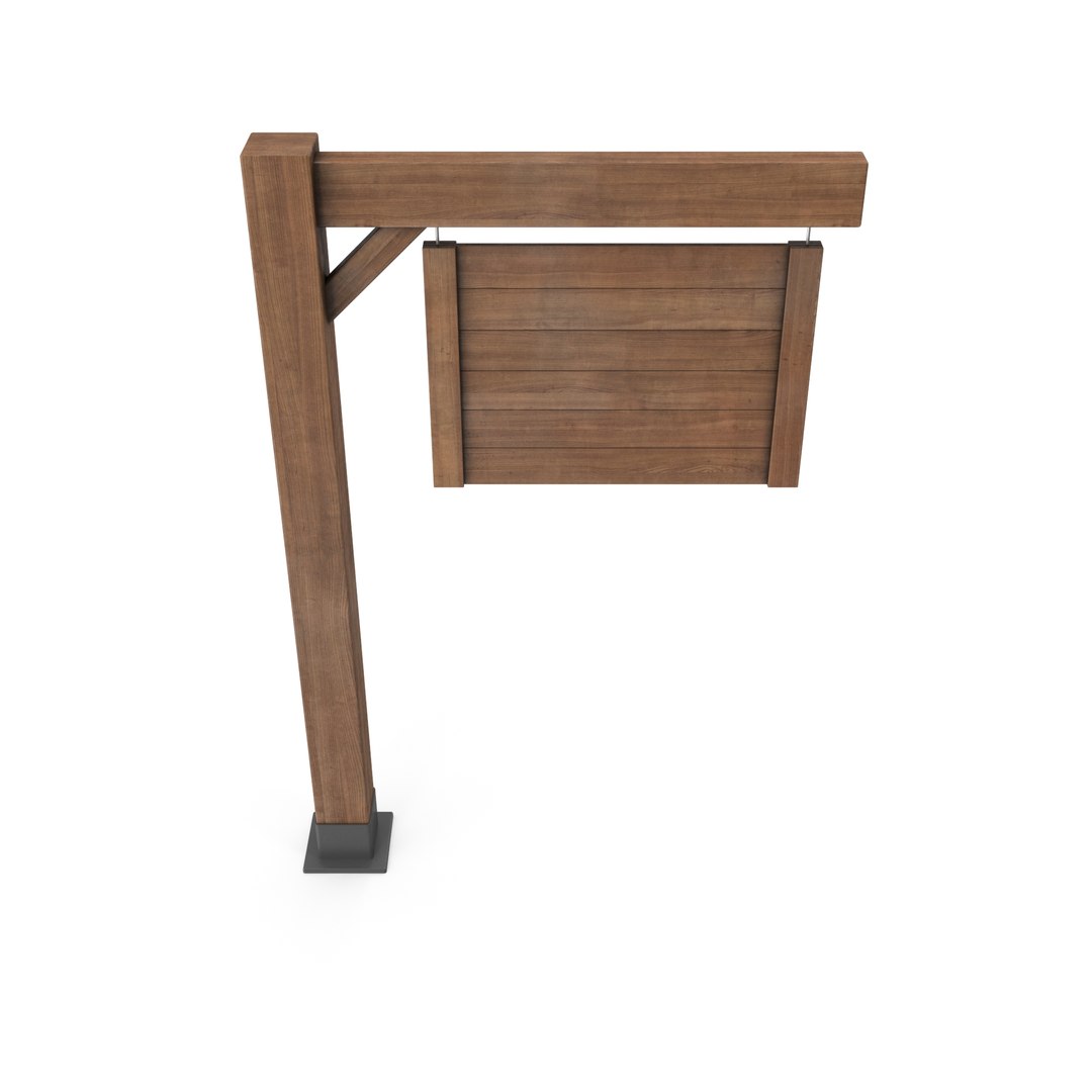 3D Model Wooden Sidewalk Sign With Overhang Ground-mounted For Streets ...