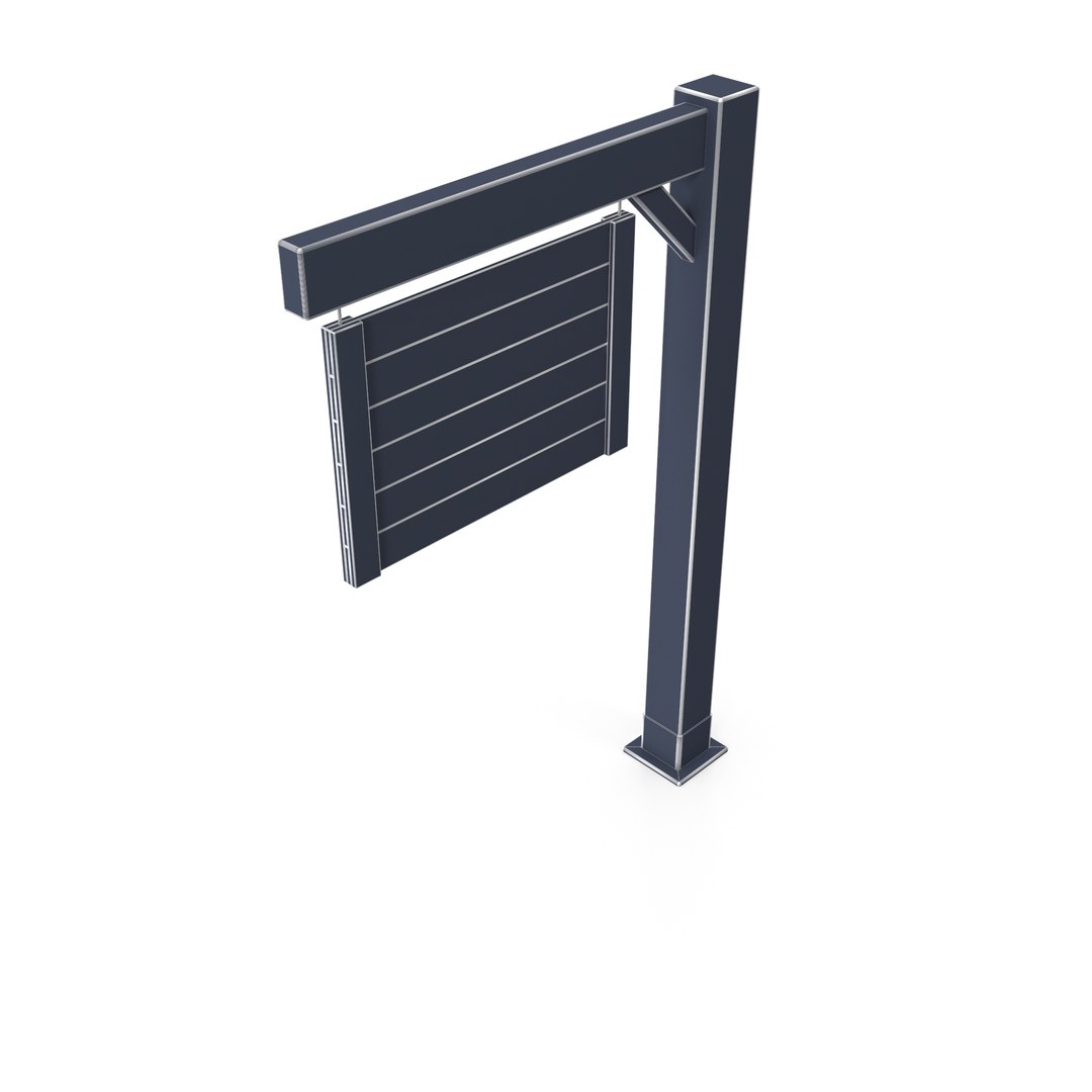 3D Model Wooden Sidewalk Sign With Overhang Ground-mounted For Streets ...